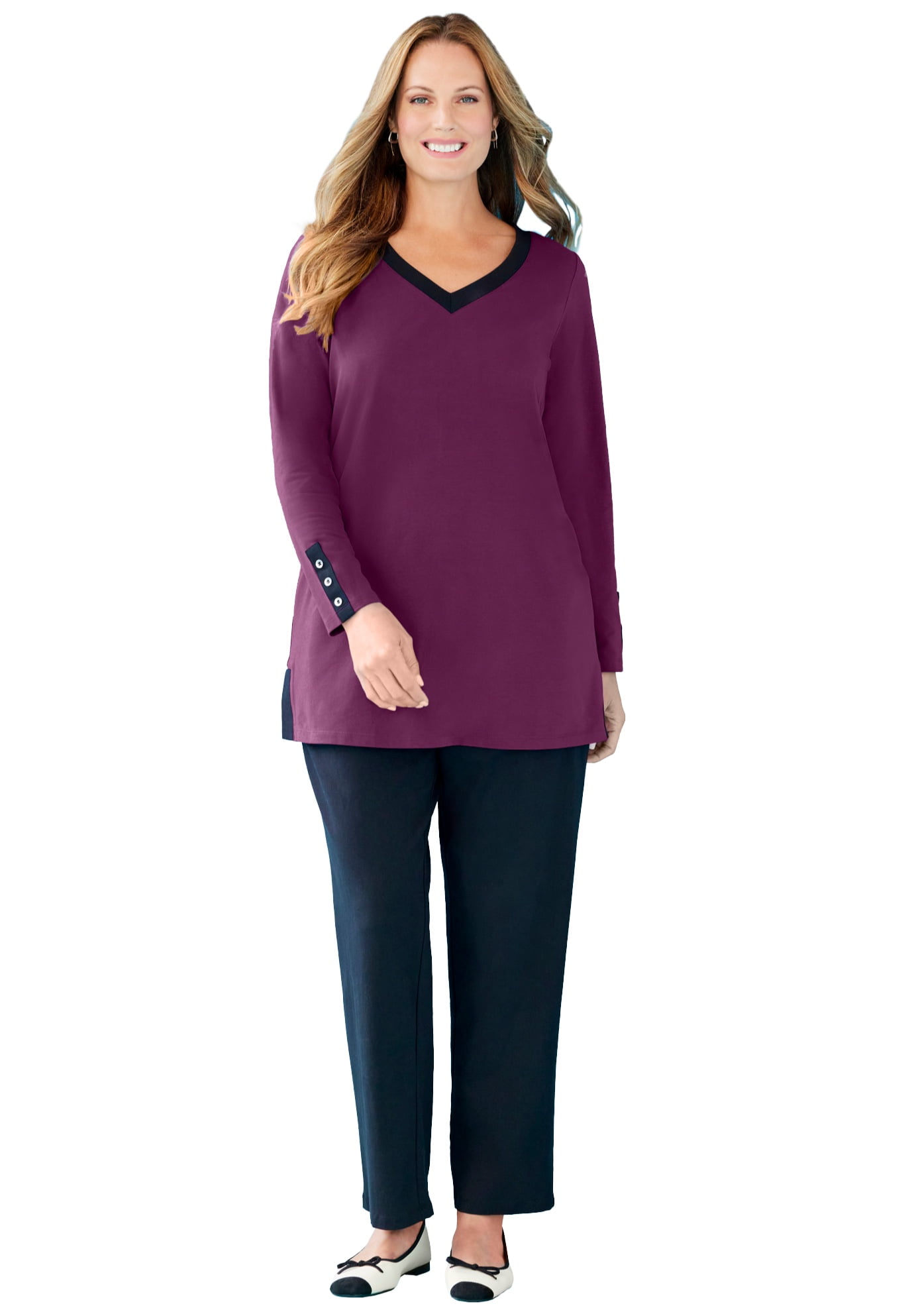 Catherines Women's Plus Size Suprema Studio Contrast Tunic - Walmart.com