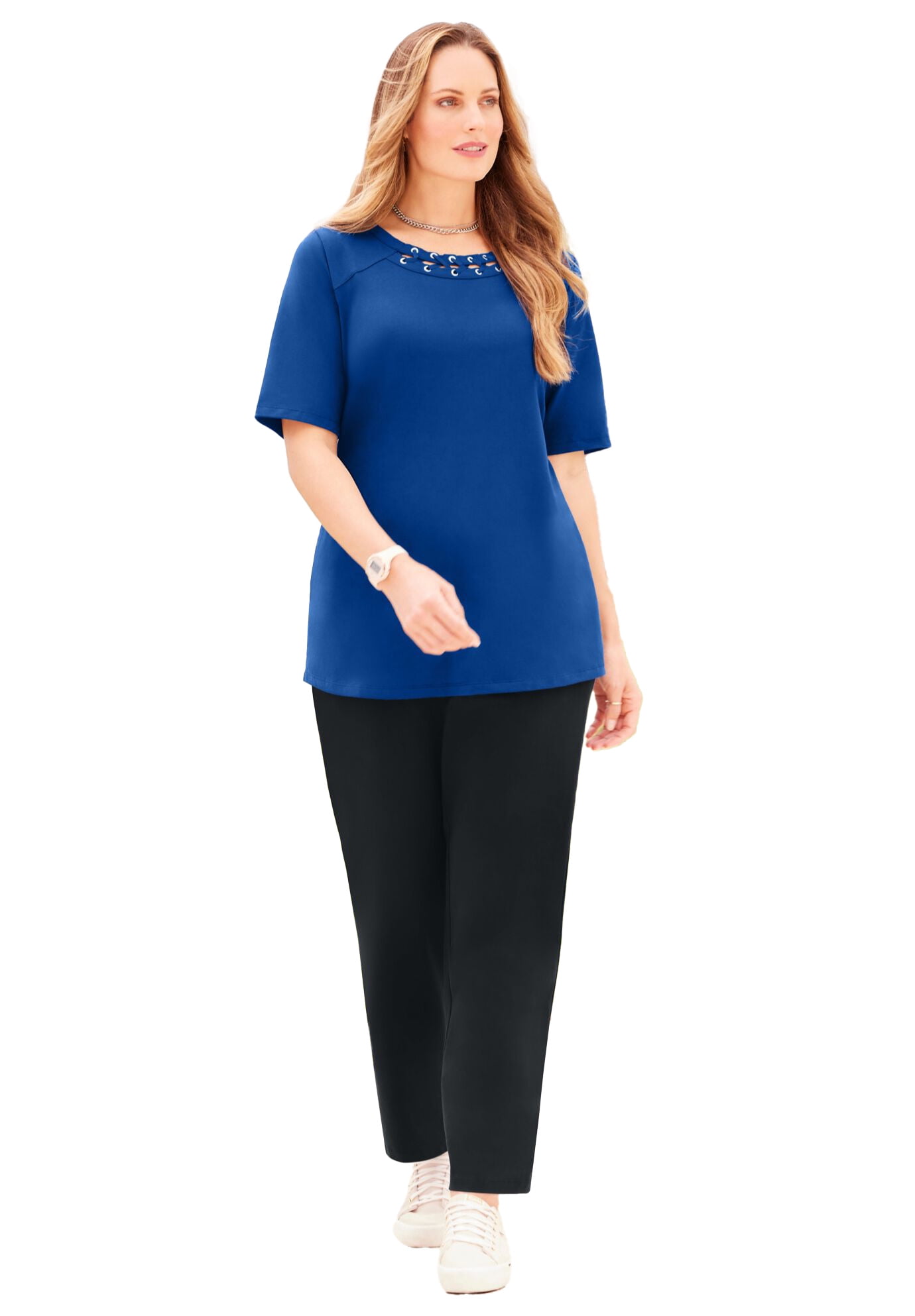 Catherines Women's Plus Size Suprema Studio Grommet Stud Top - Walmart.com