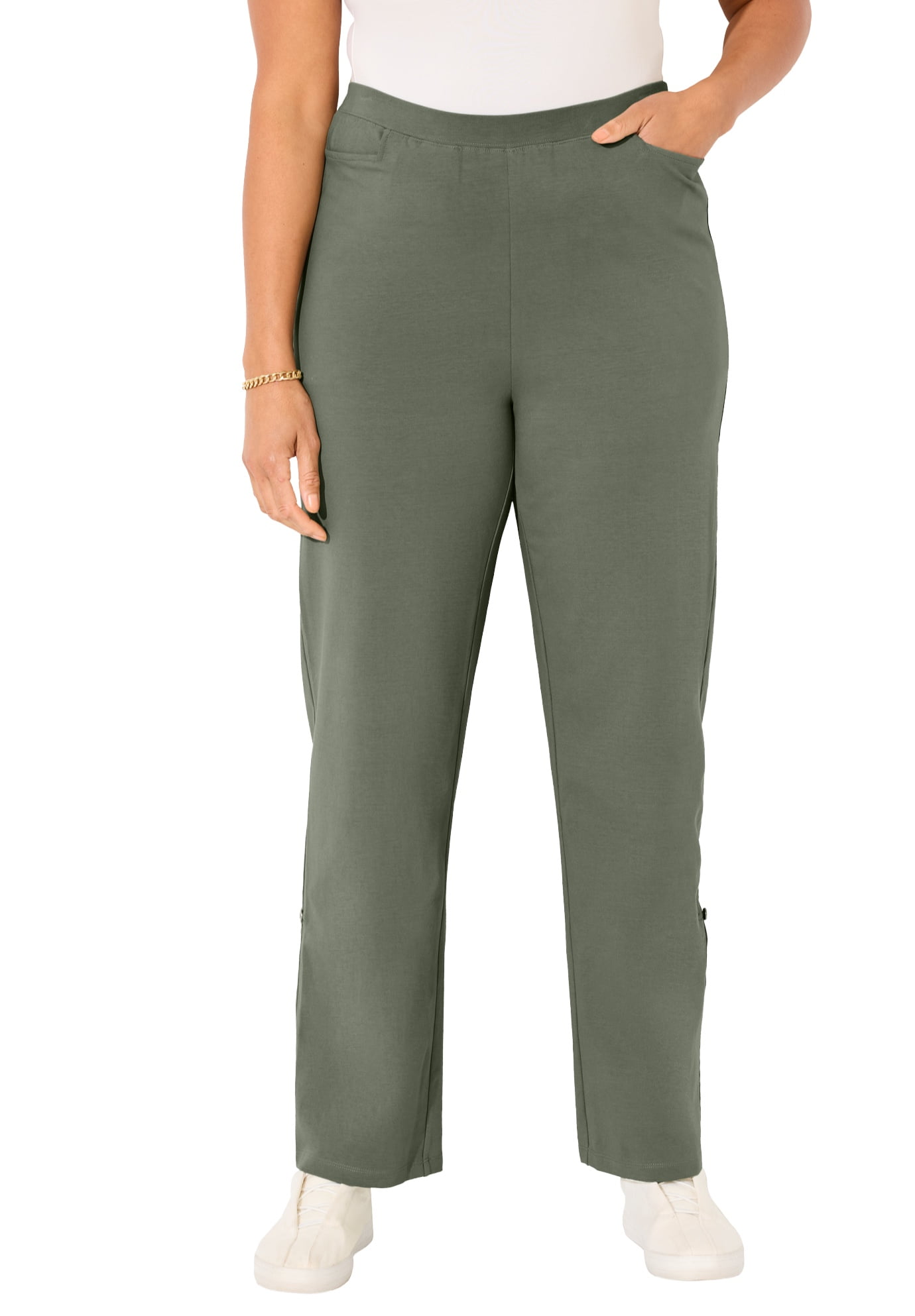 Catherines Women's Plus Size Suprema Studio Roll Tab Pant - Walmart.com