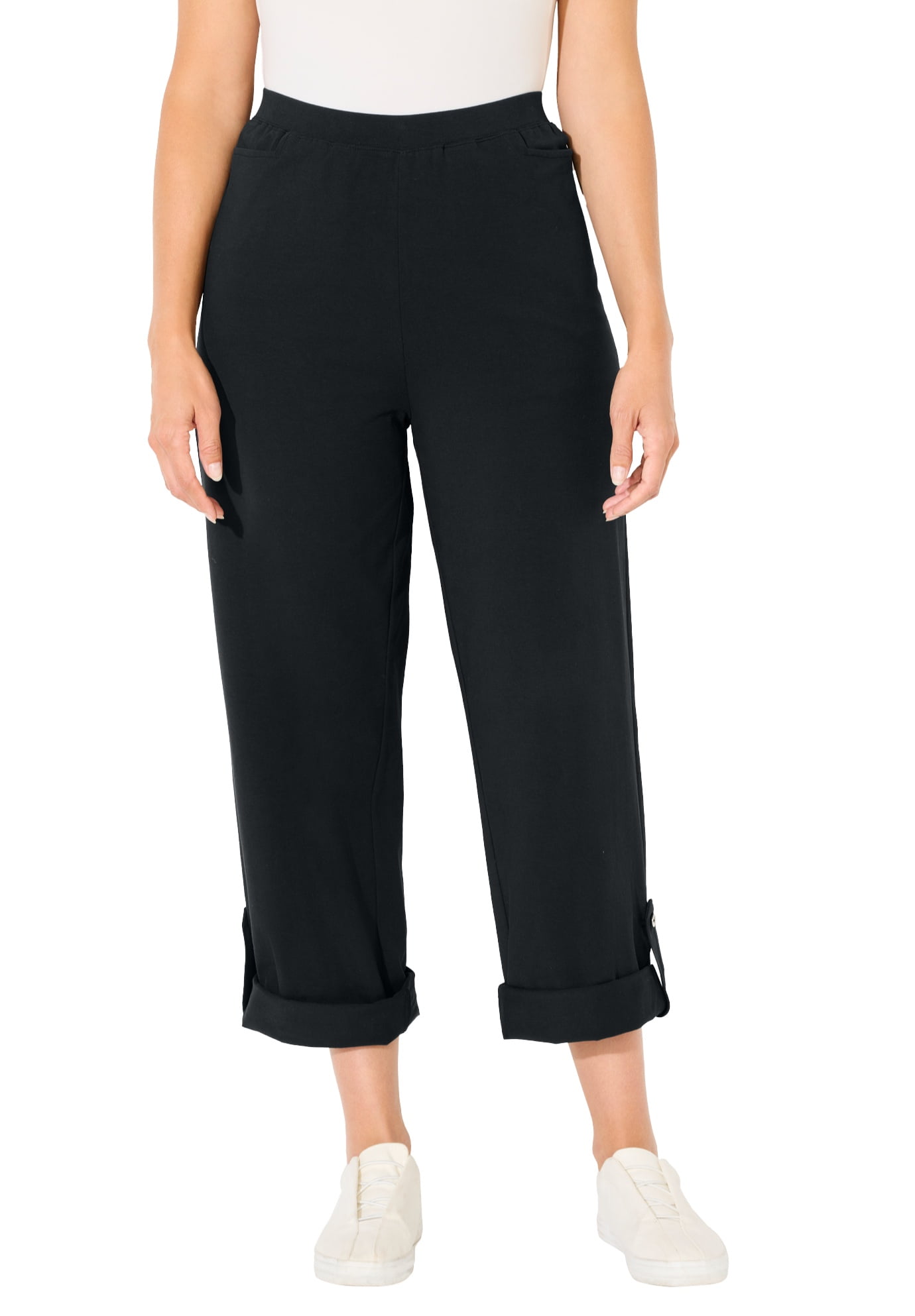 Catherines Women's Plus Size Suprema Studio Roll Tab Pant - Walmart.com