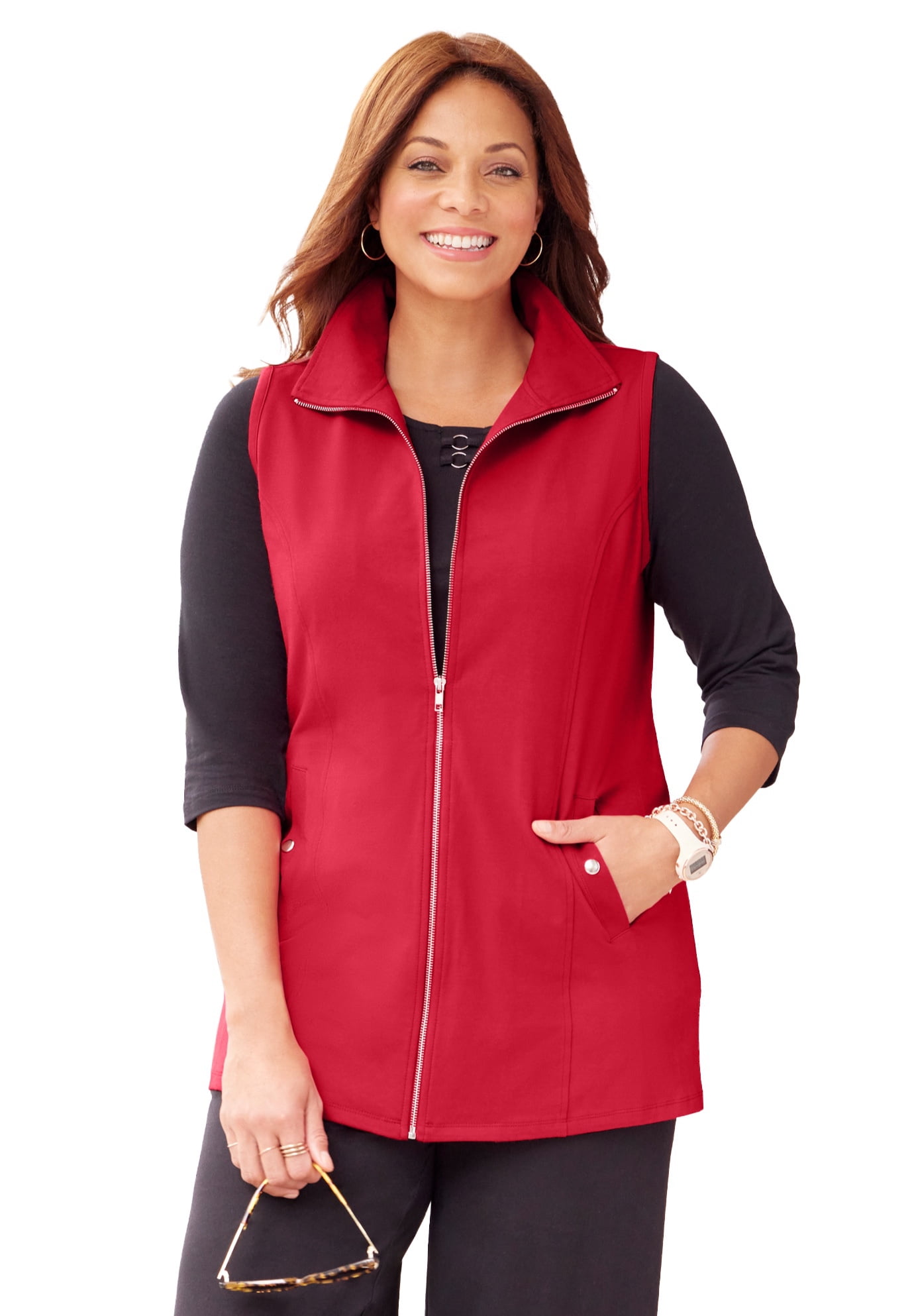 Catherines Women's Plus Size Suprema Studio Zip Front Vest - Walmart.com