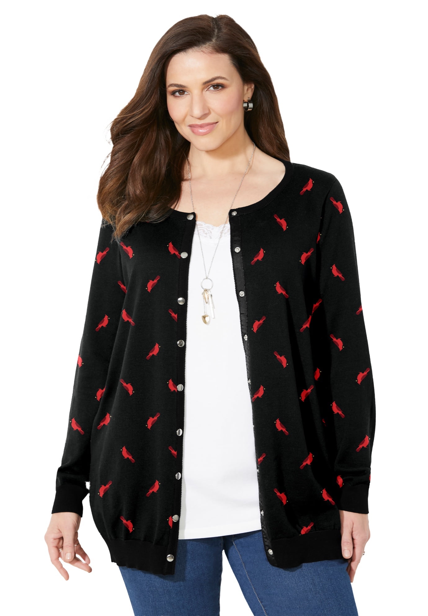 Catherines Women's Plus Size The Timeless Cardigan - 1X, Black Cardinal ...