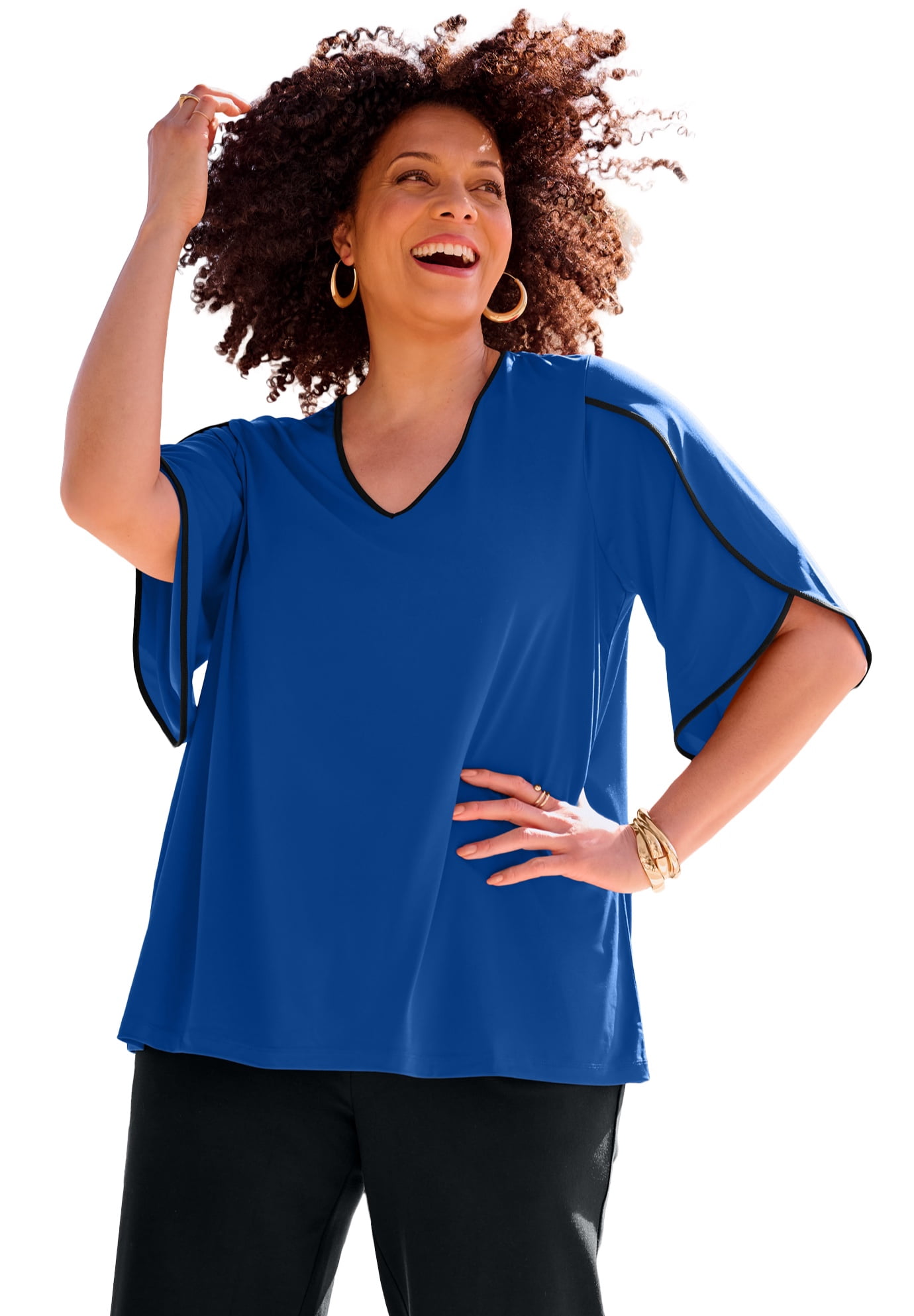 Catherines Women's Plus Size Theodora Tulip Sleeve Top - Walmart.com