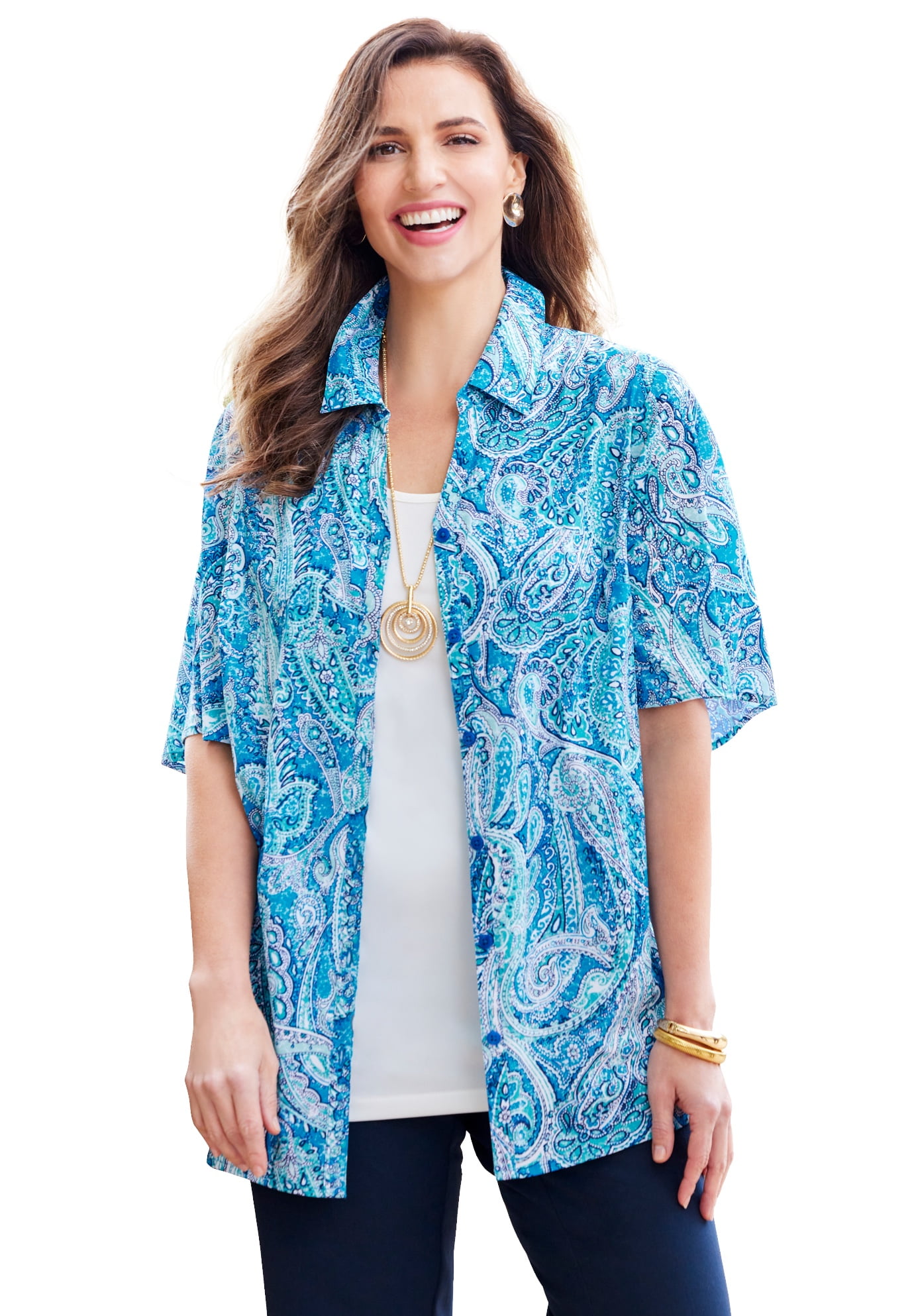 Catherines Women's Plus Size Timeless Short Sleeve Blouse - Walmart.com