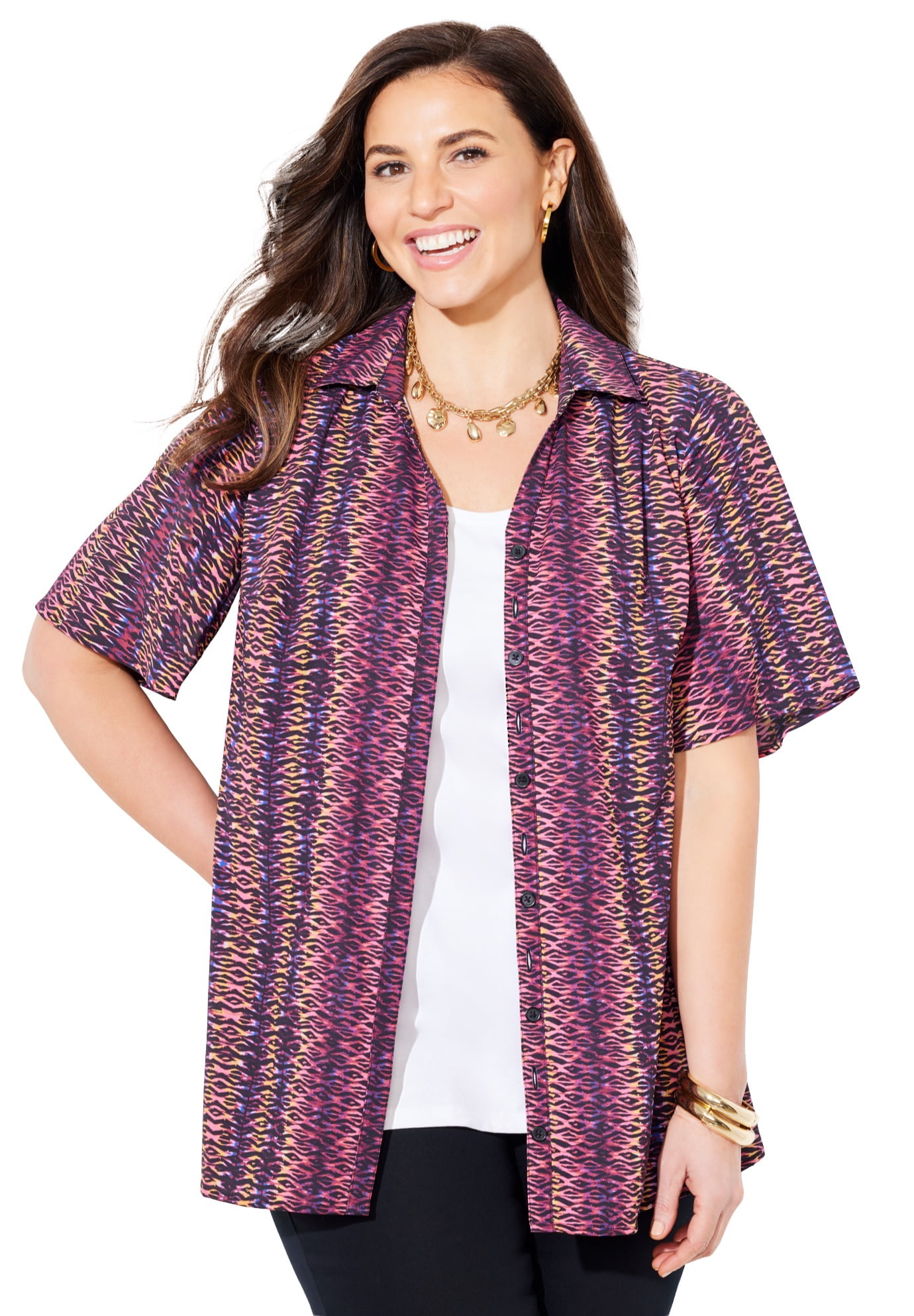 Catherines Women's Plus Size Timeless Short Sleeve Blouse - Walmart.com