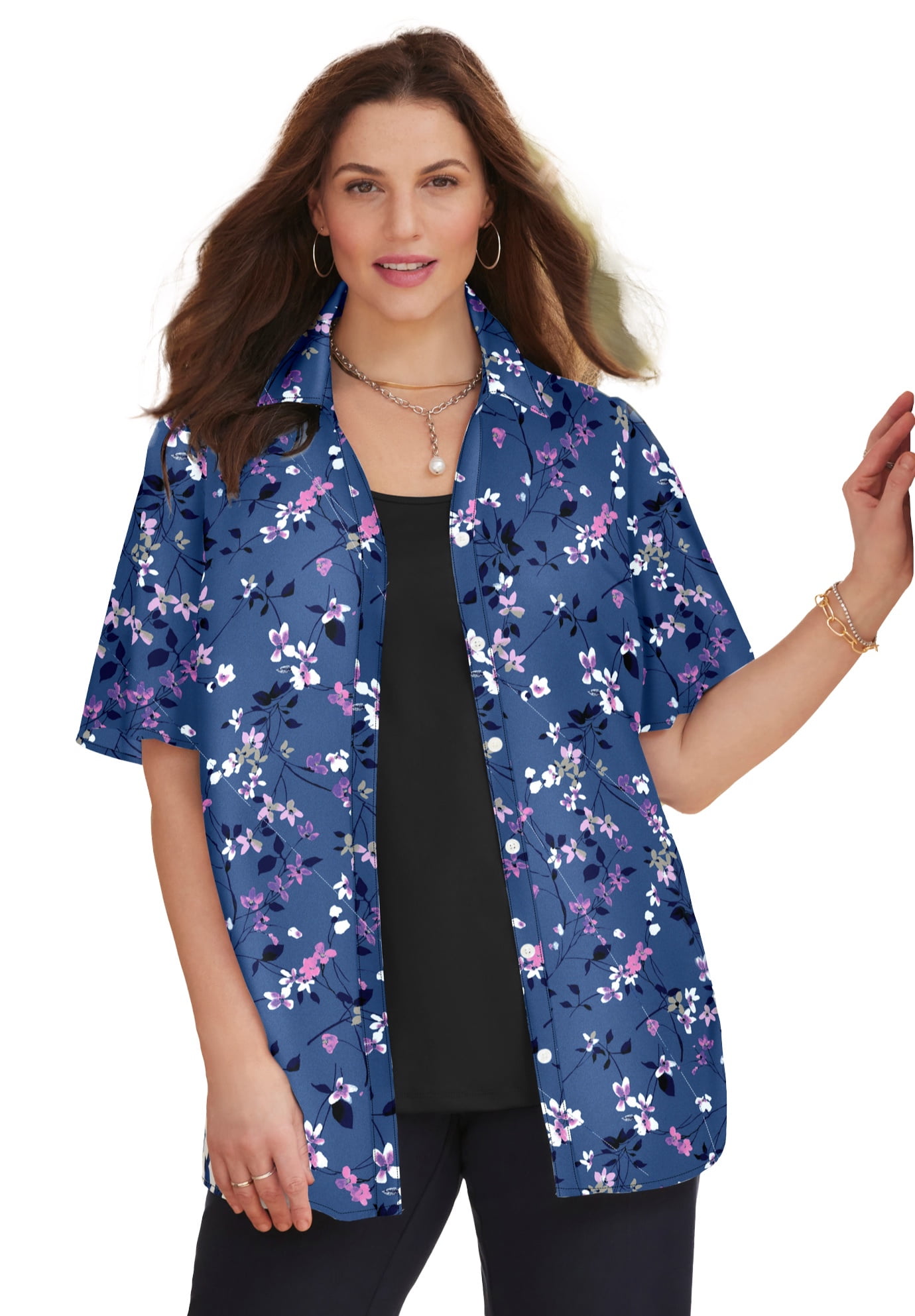 Catherines Women's Plus Size Timeless Short Sleeve Blouse - Walmart.com