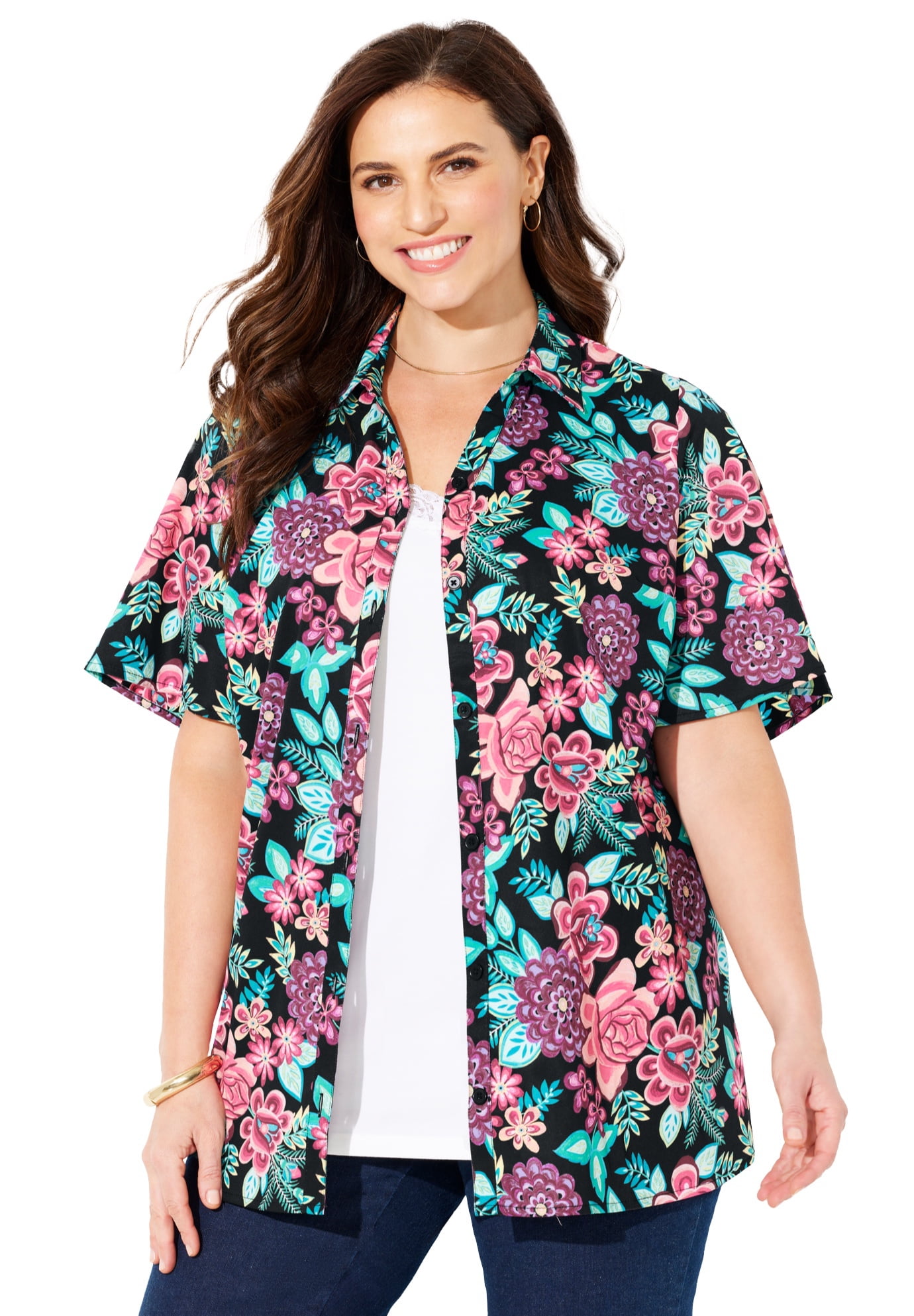 Catherines Women's Plus Size Timeless Short Sleeve Blouse - Walmart.com