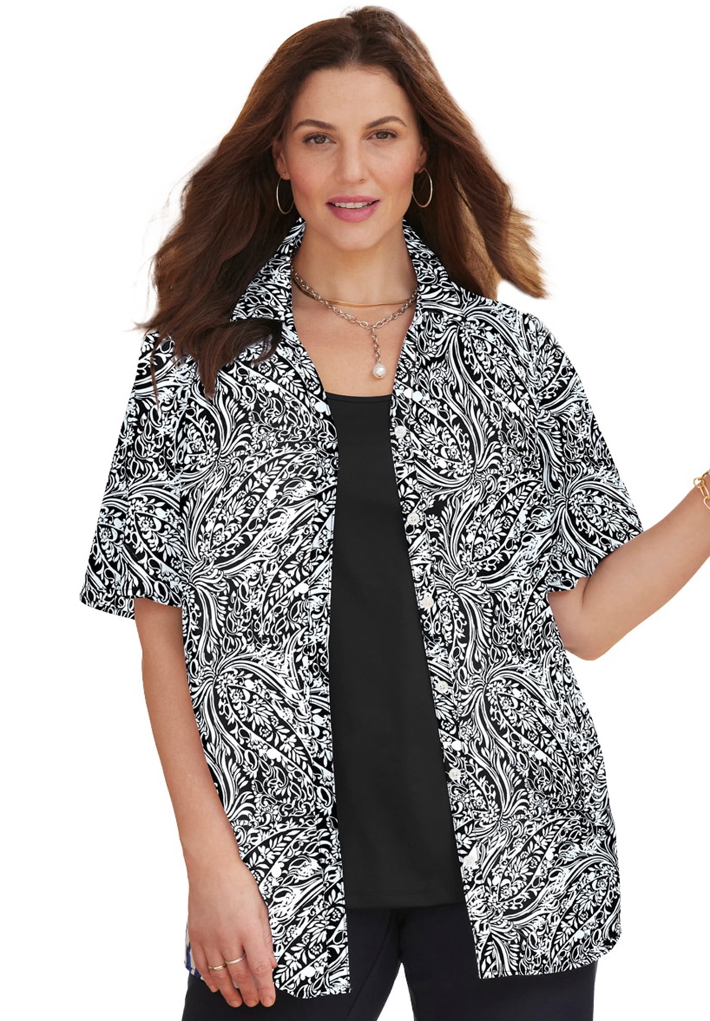 Catherines Women's Plus Size Timeless Short Sleeve Blouse - Walmart.com