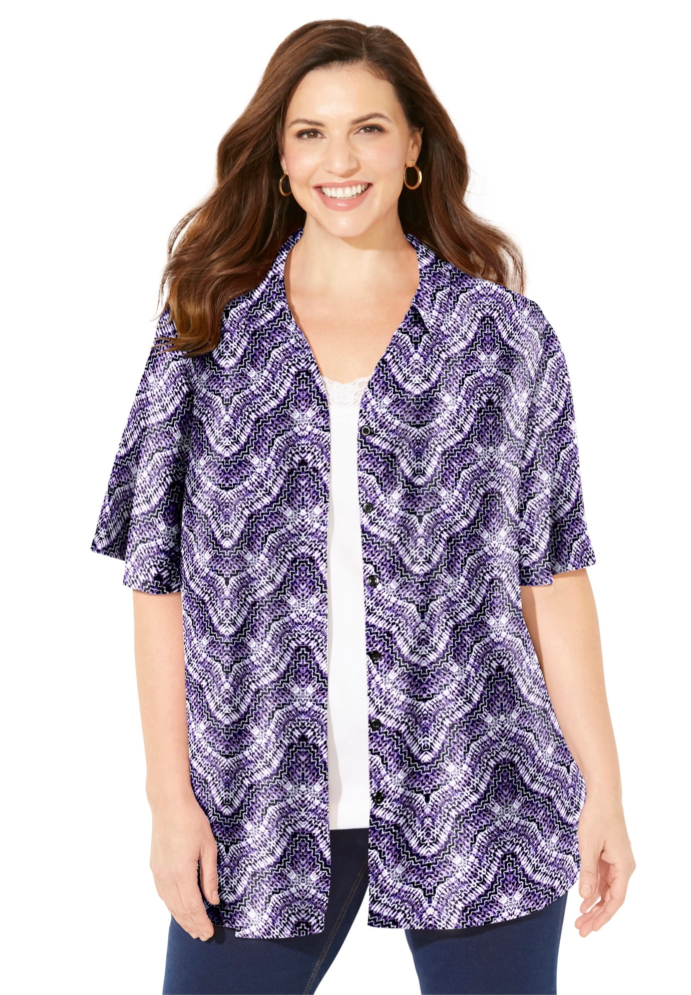 Catherines Women's Plus Size Timeless Short Sleeve Blouse - Walmart.com