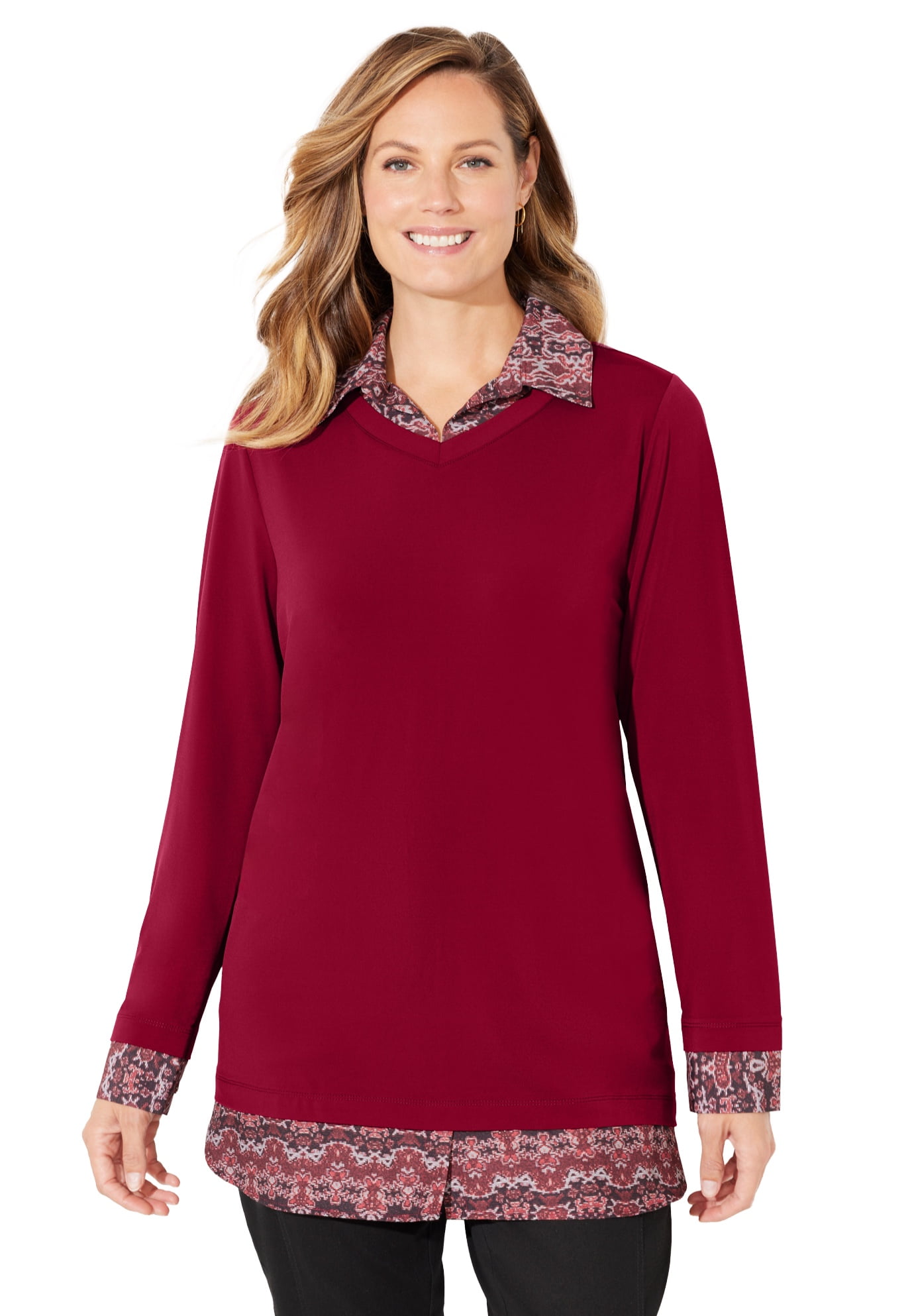 Catherines Women's Plus Size Tunic Collar Duet - Walmart.com