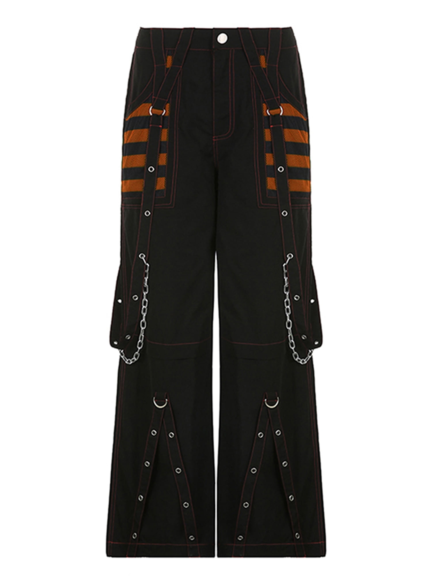 Cathery Women Gothic Punk Cargo Pants Loose Low Waist Trousers Wide Leg ...