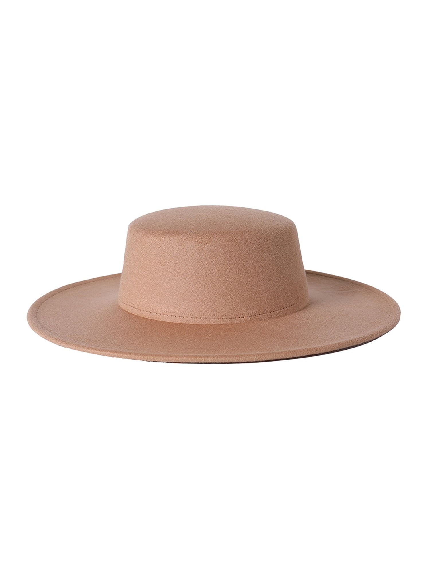 Cathery Women Men Classic Felt Fedora Hat Wide Brim Flat Top Jazz ...