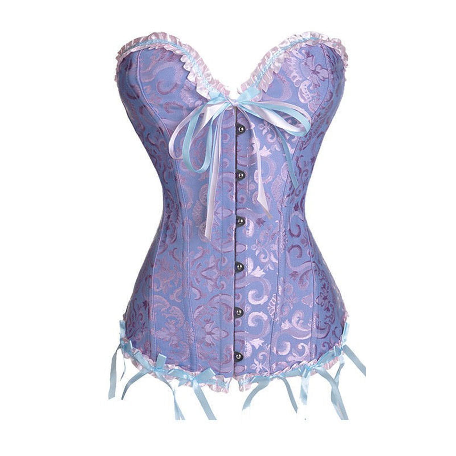 Cathery Women's Corset Top Lace Floral Bustier Lingerie Overbust Satin ...