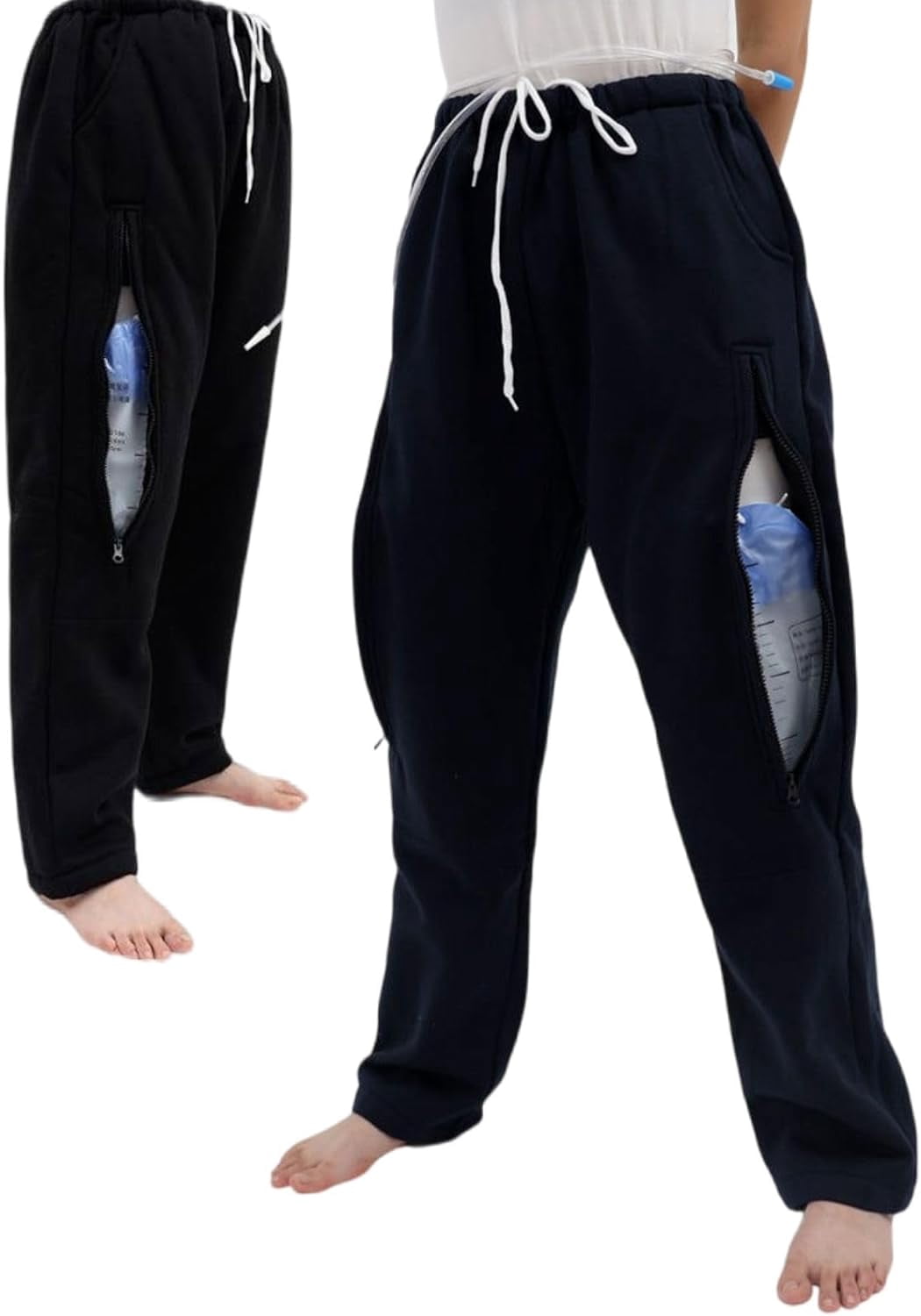 Catheter Pants for Men/Women, Urine Bag Holder with 2 Zippered Side ...