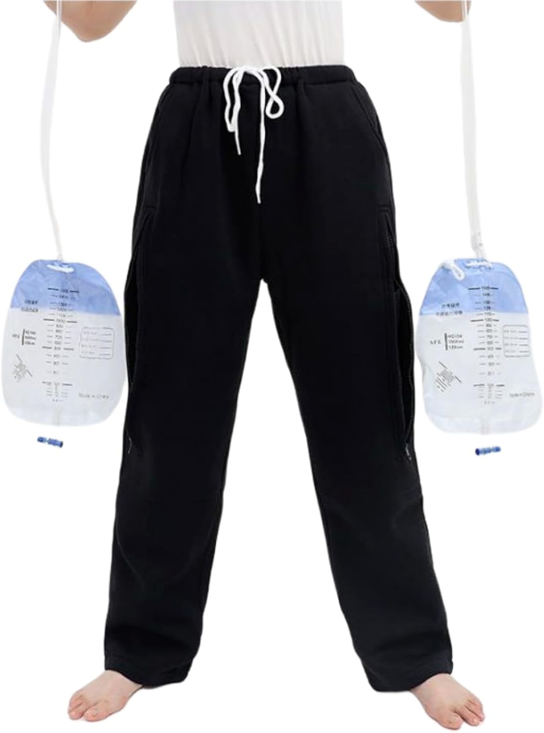 Catheter Pants for Men/Women, Urine Leg Bag Holder Pants with Dual ...