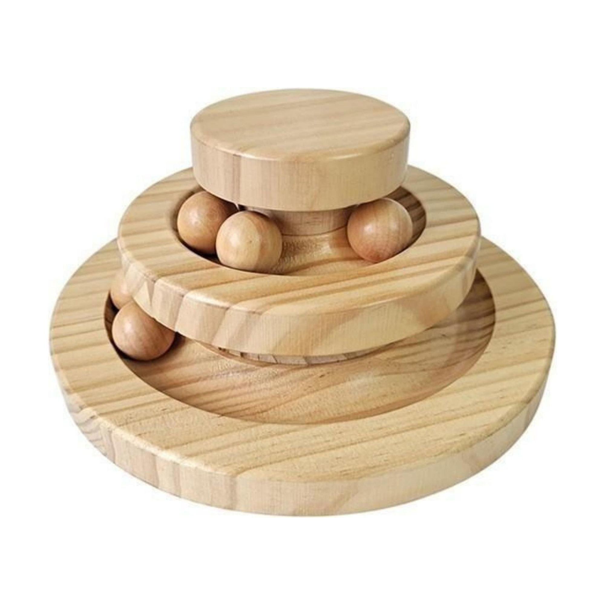 Cathoe 3 Tier Cat Tower for Indoor Cats Wood Multi-Stage Interactive ...