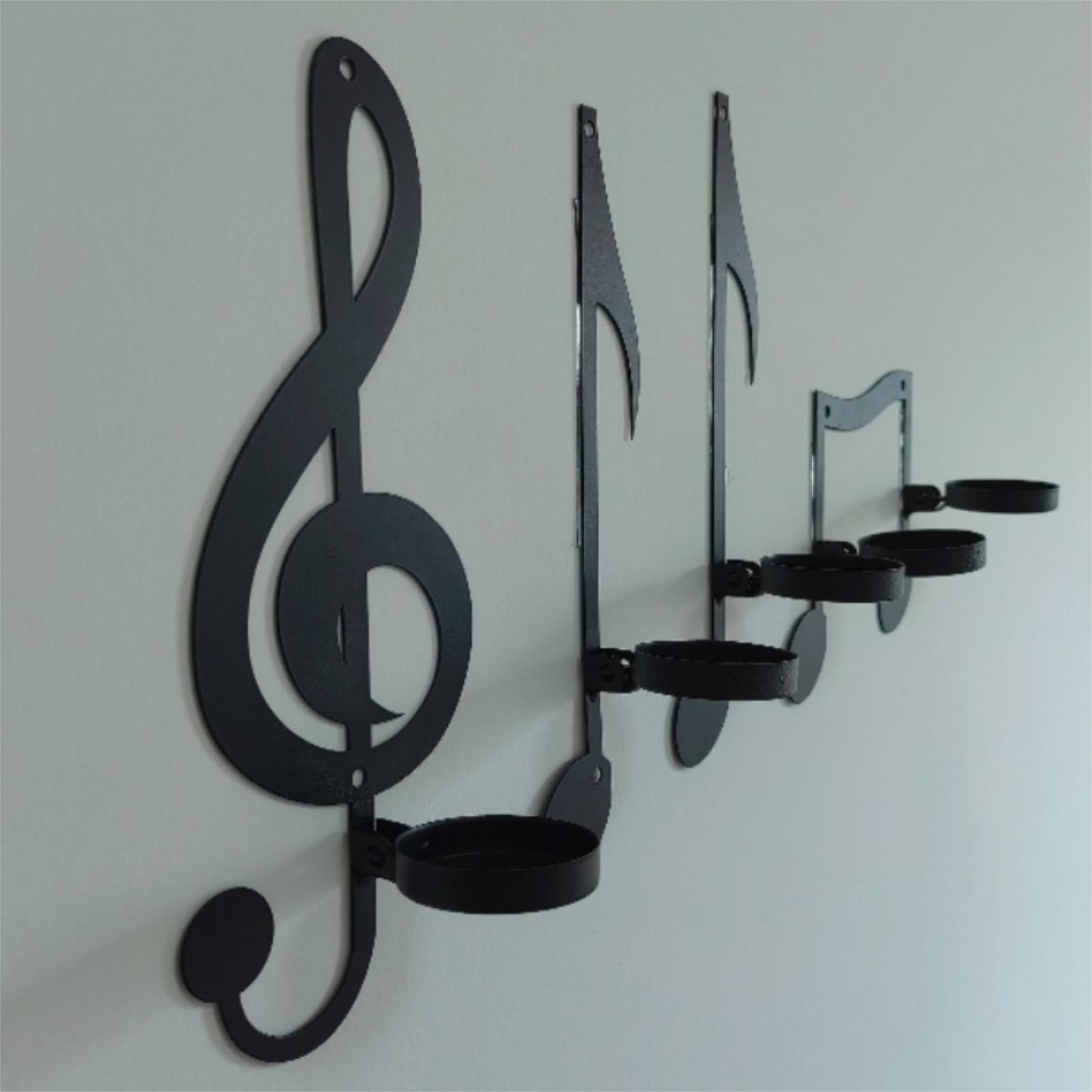 Cathoe 4 Pcs Iron Music Note Candle Holder Black Music Note Wall Decor ...