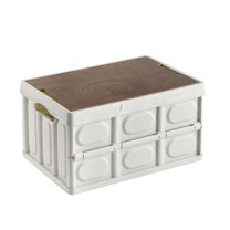Cathoe Collapsible Storage Bins 56L Plastic Organizer Storage Box with Density Board Lid ...
