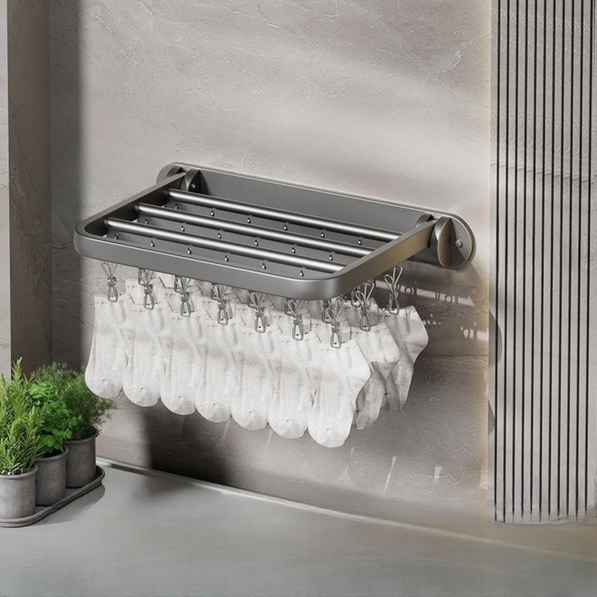 Cathoe Laundry Drying Rack Clothes Hangers with Clips for Drying Socks ...