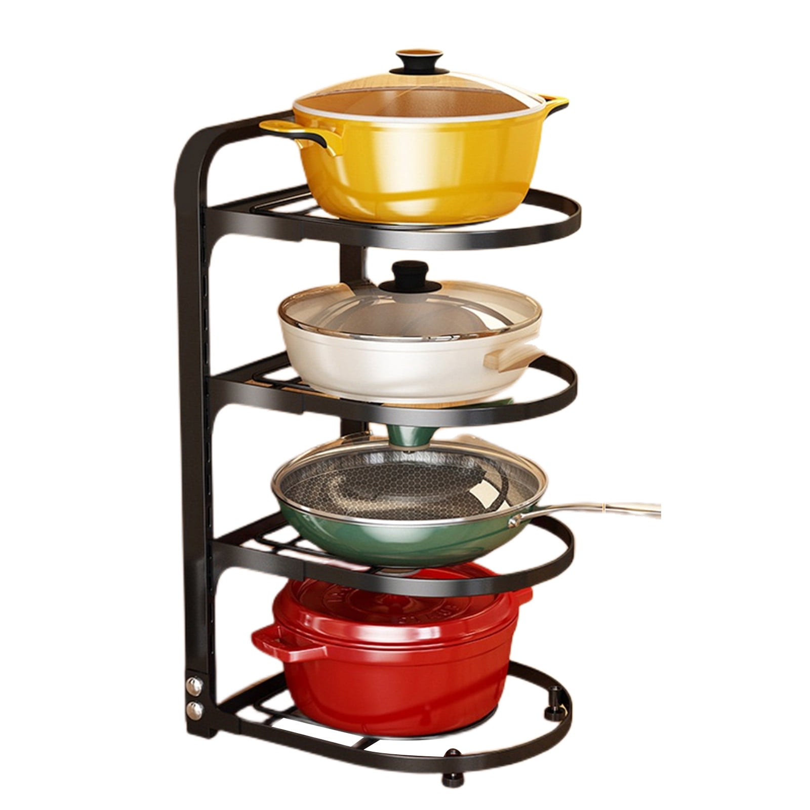 Cathoe Pot and Pan Organizer Rack with 4 Adjustable Tiers , Hollow ...