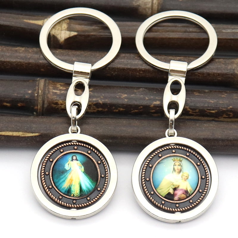 Catholic Christ Rotating Saint Benedict Keychain The Divine Mercy ...