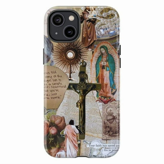 Catholic Collage Phone Case, Crucifix Virgin Mary Religious Art Cover ...