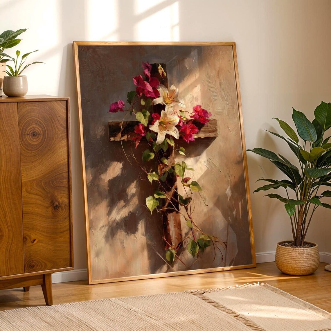 Catholic Cross Lily Lent Easter Religious Decor Bougainvillea Christian ...