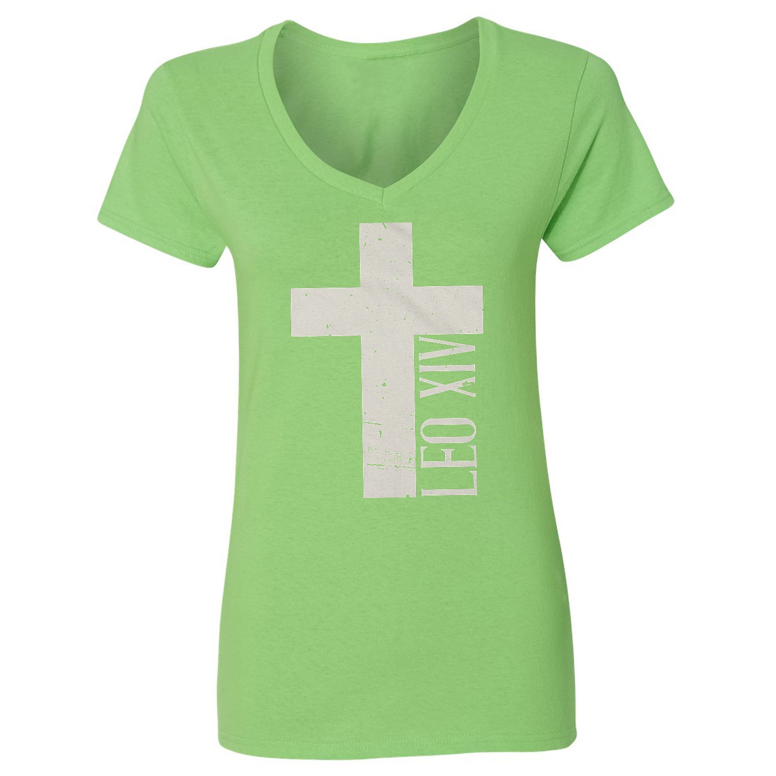 Catholic Cross – Pope Leo XIV First American Pope Ladies' V-Neck Tshirt ...