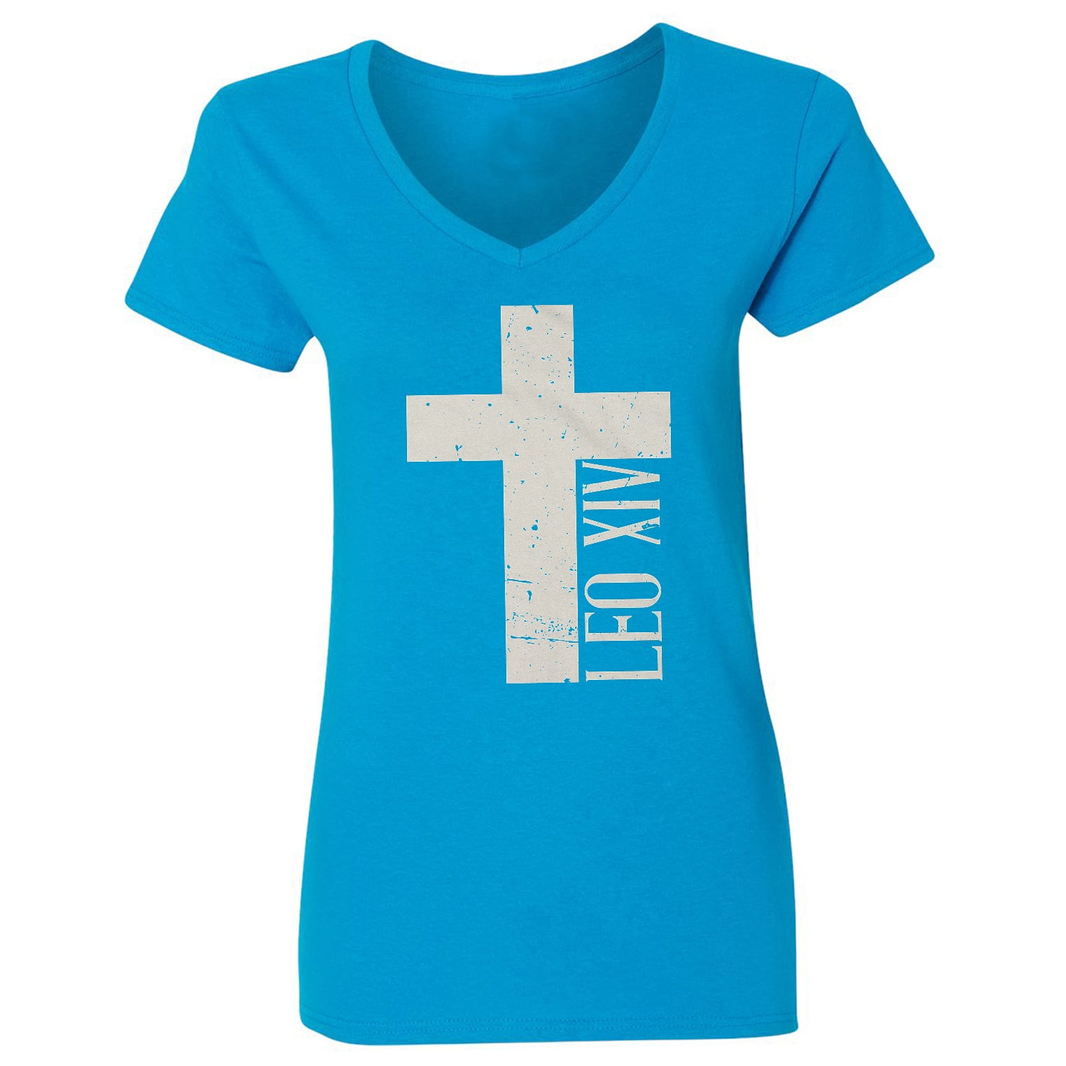 Catholic Cross – Pope Leo XIV First American Pope Ladies' V-Neck Tshirt ...