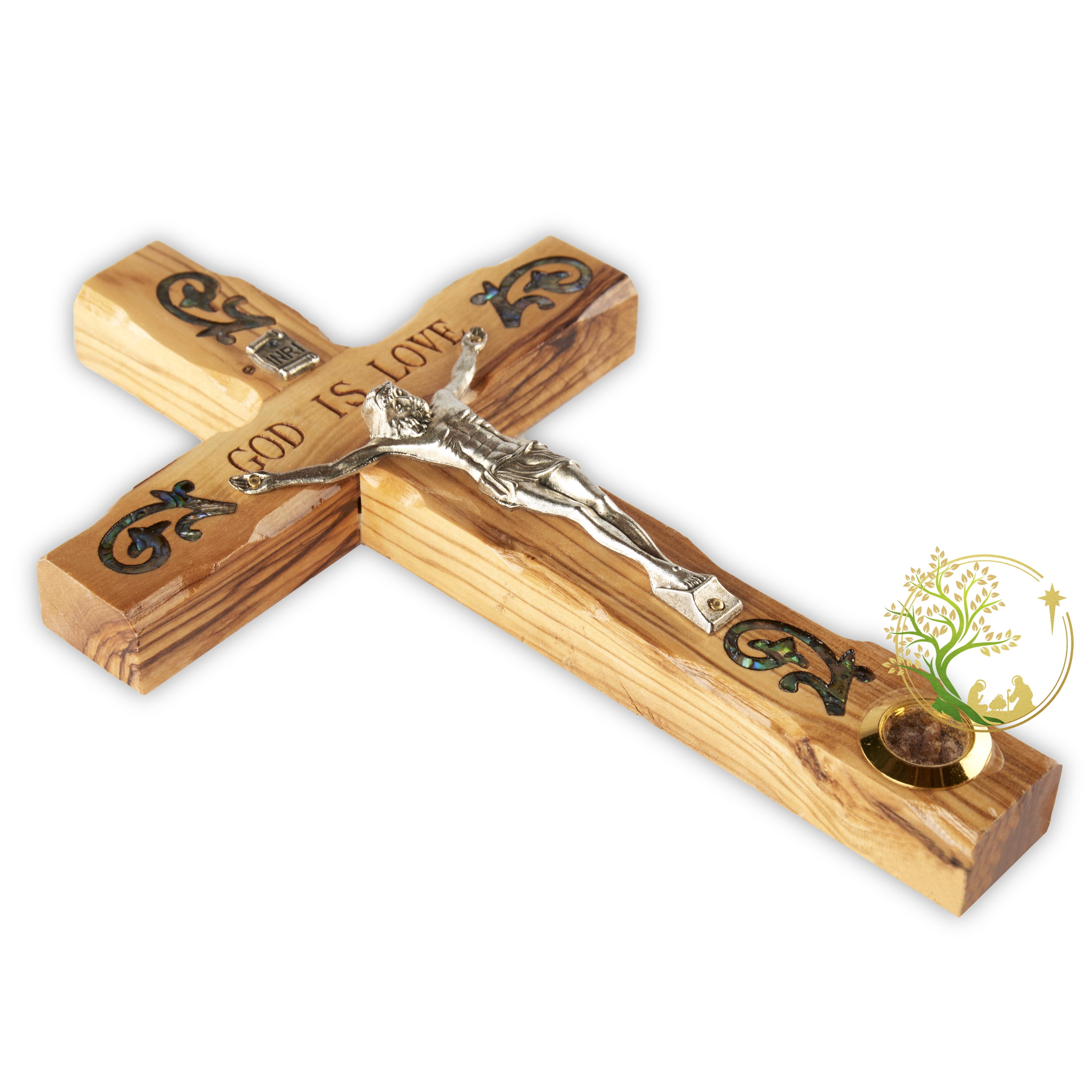 Catholic Wooden Decor Crucifix Wall Cross - Olive Wood & Mother Of ...
