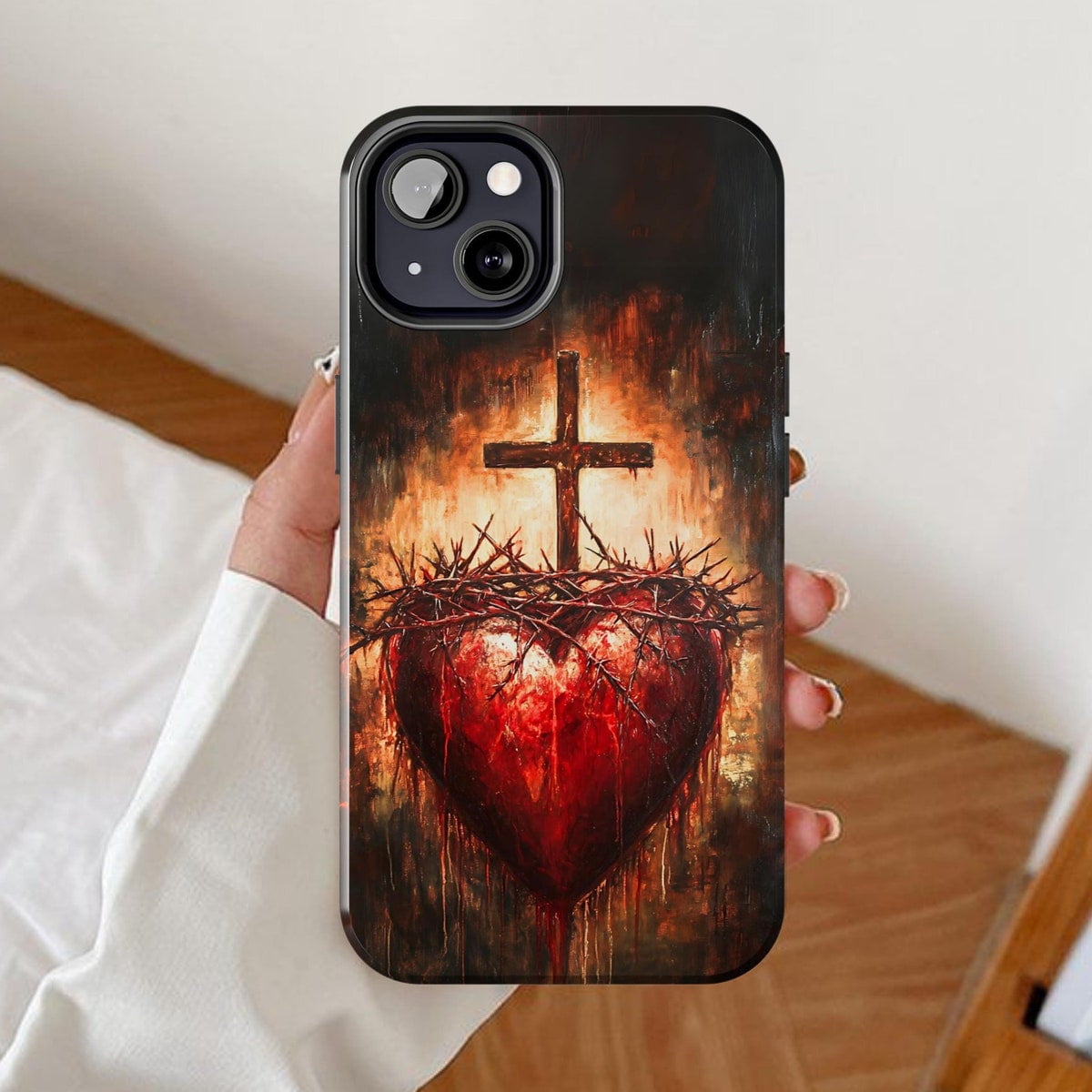 Catholic Faith Christian Phone Case with a Sacred Heart of Jesus and ...