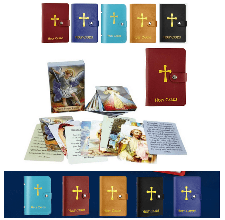 Catholic Faux Leather Holy Card Holder Compact Handheld Binder Style ...