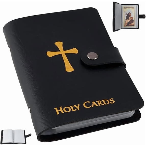 Catholic Faux Leather Holy Card Holder Compact Handheld Binder Style ...