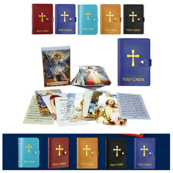 Catholic Faux Leather Holy Card Holder – Pocket Prayer Card Organizer ...