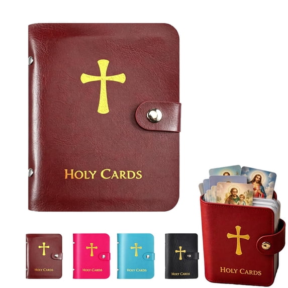 Catholic Faux Leather Holy Card Holder, Prayer Card Holder Book, Pocket ...