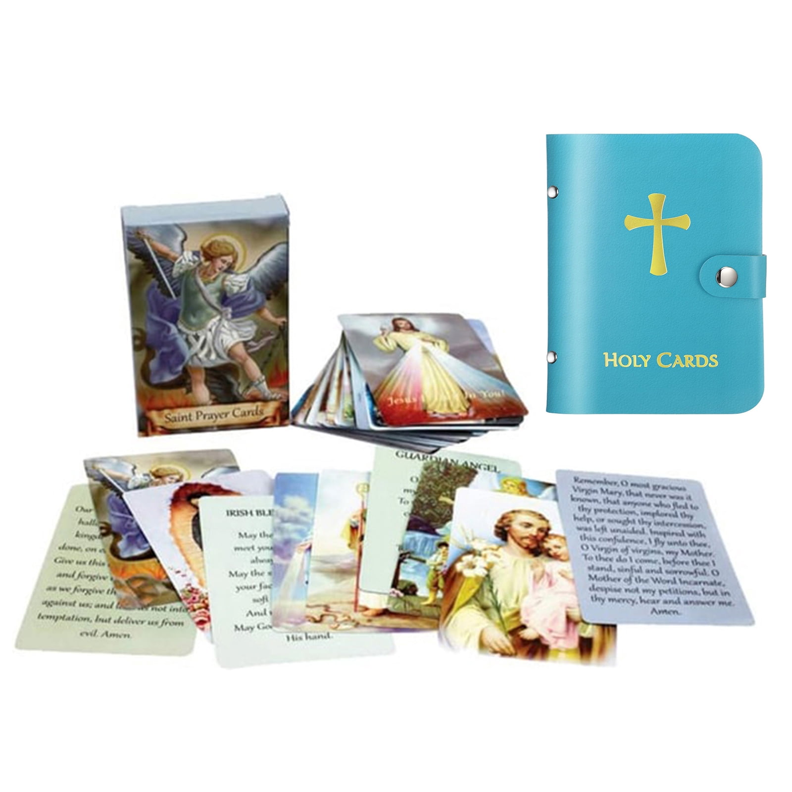 Catholic Genuine Leather Holy Card Holder, Pocket Prayer Card Organizer ...
