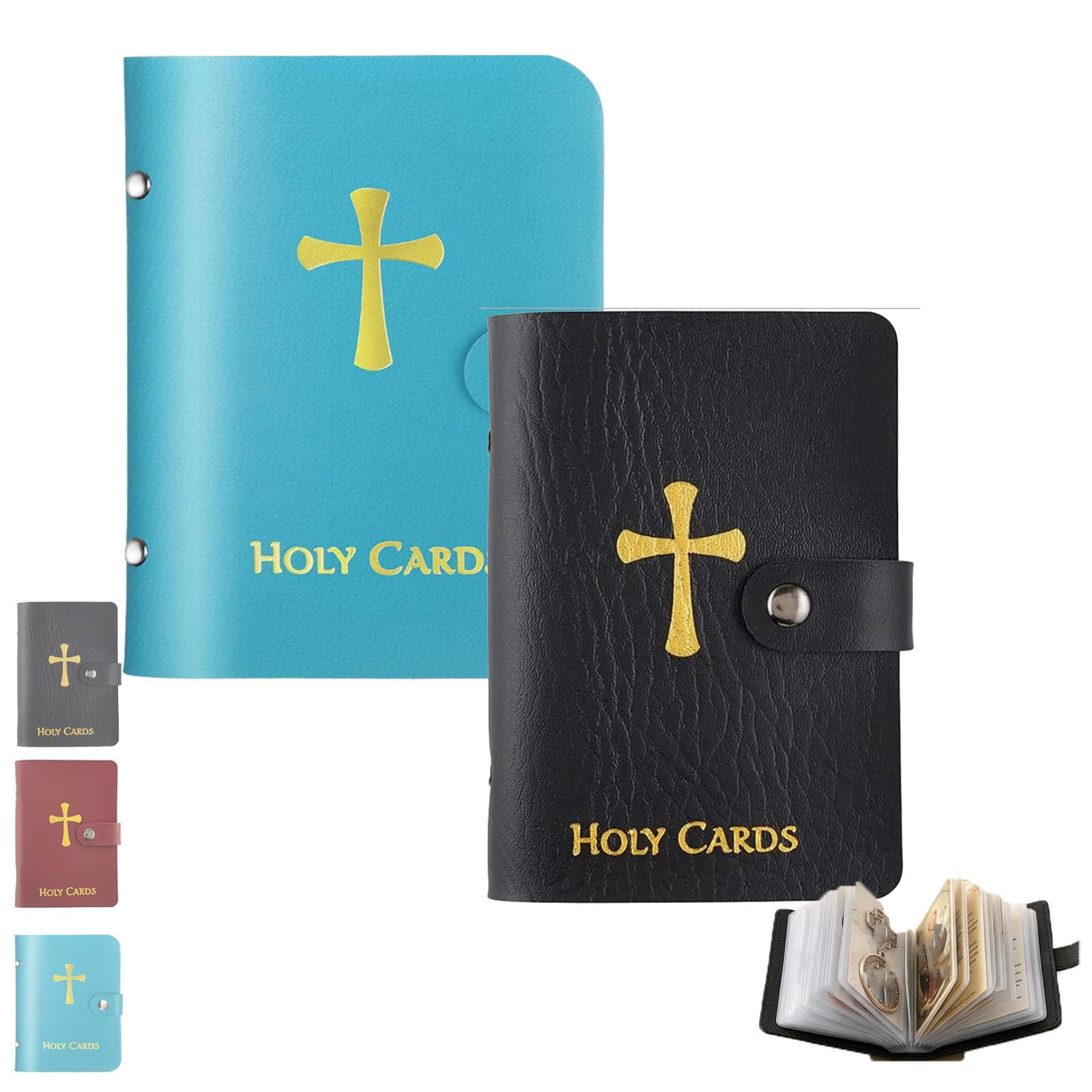 Catholic Holy Card Holder, Compact Snap Closure Booklet, 50 Sleeves for ...