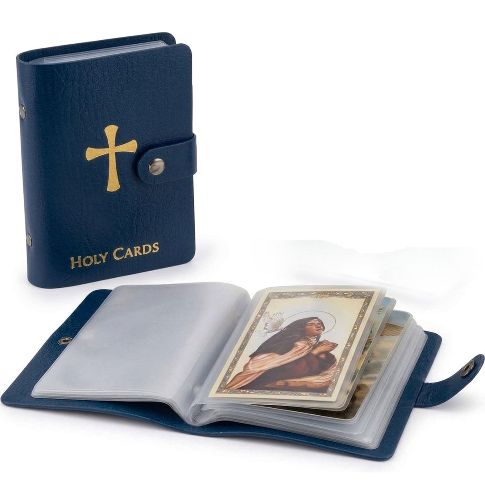 Catholic Holy Card Holder Faux Leather Prayer Card Book with Snap ...