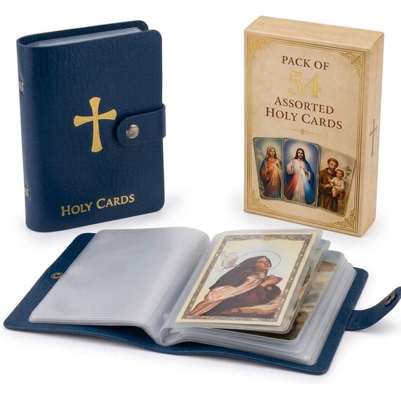 Catholic Holy Card Holder Faux Leather Prayer Card Book with Snap ...