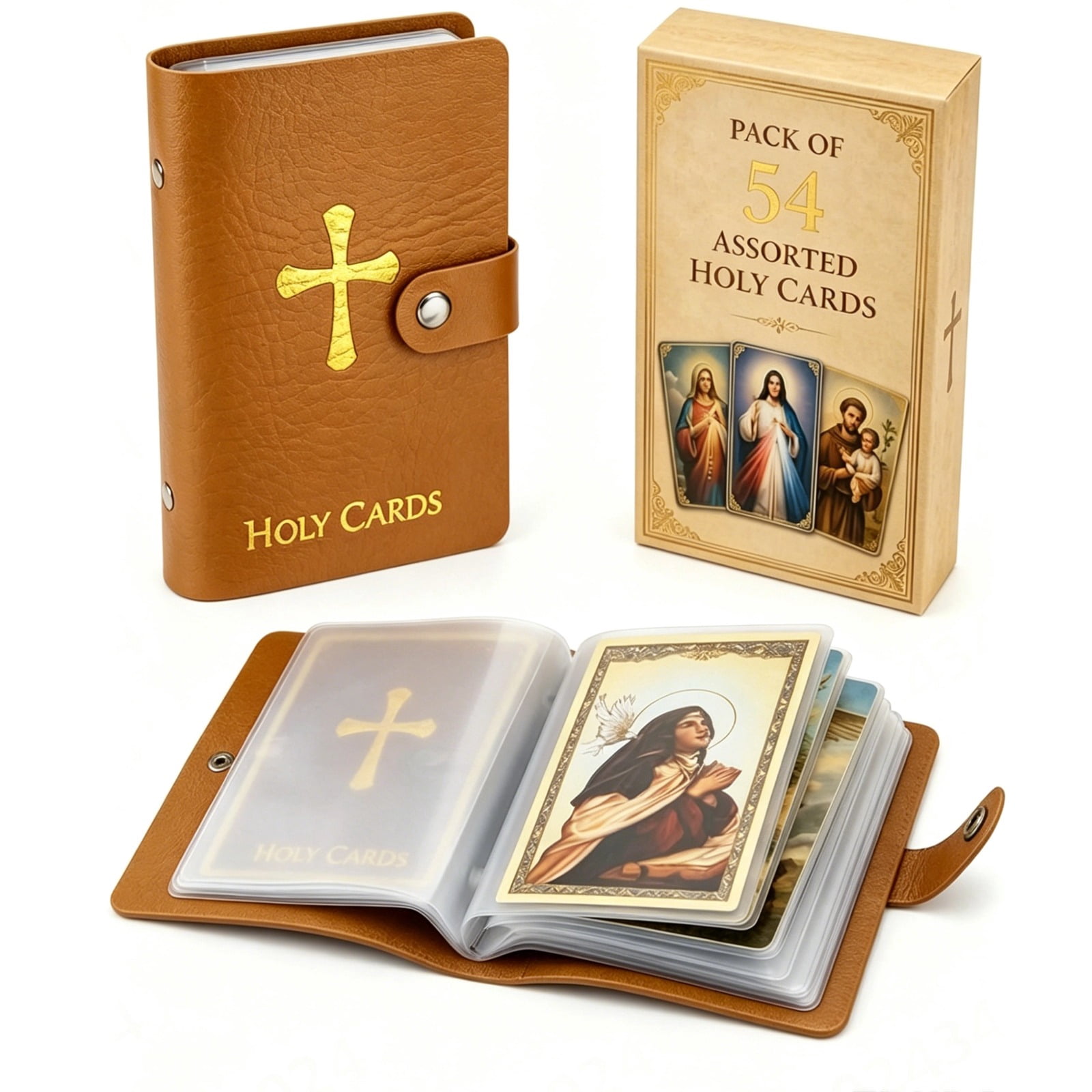 Catholic Holy Card Holder – Pocket Prayer Card Organizer with Snap ...