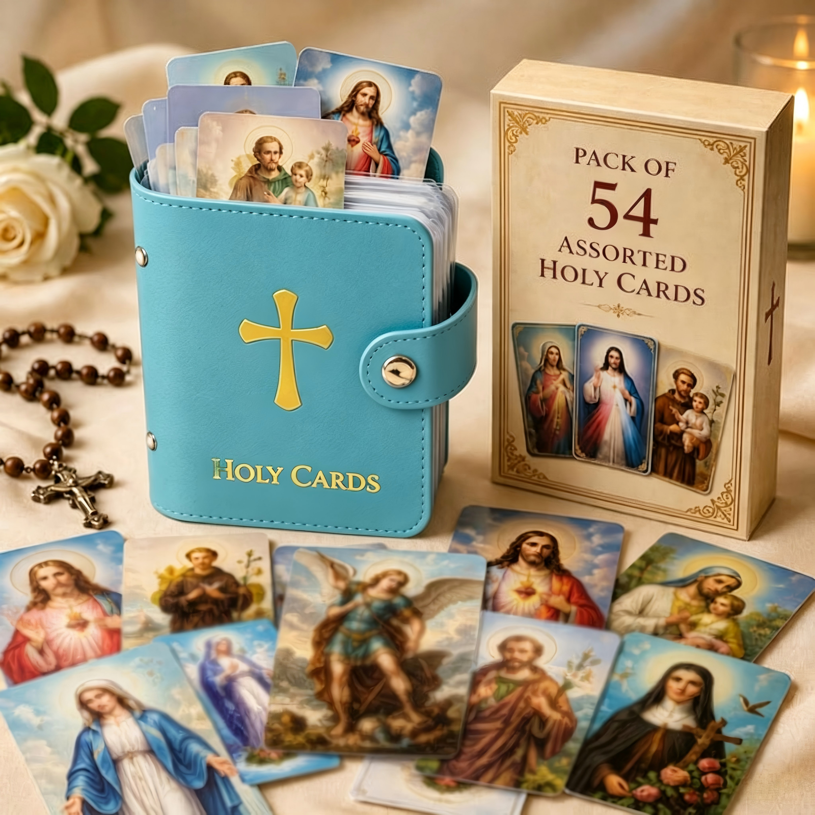 Catholic Holy Card Holder Prayer Card Book with Snap Closure, Pocket ...