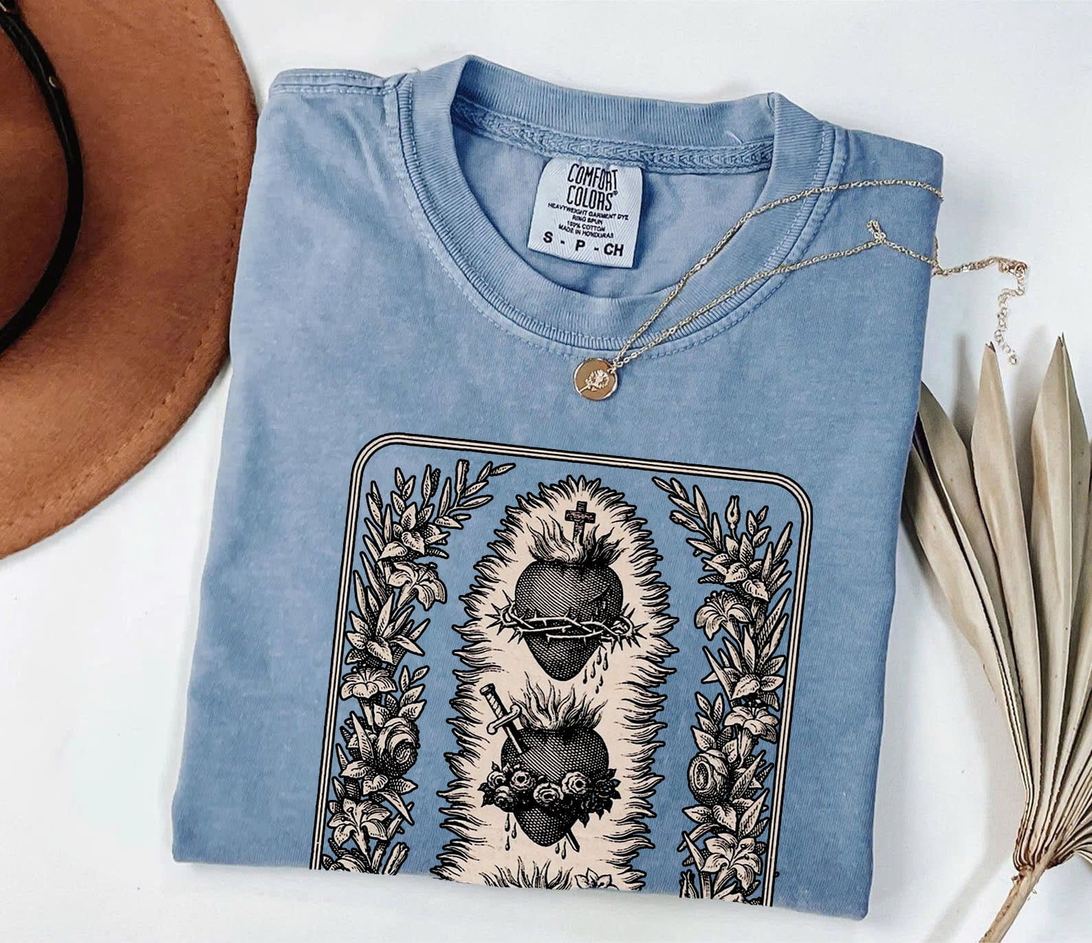 Catholic Holy Family Three Hearts T-Shirt – Comfort Colors Bible Verse ...