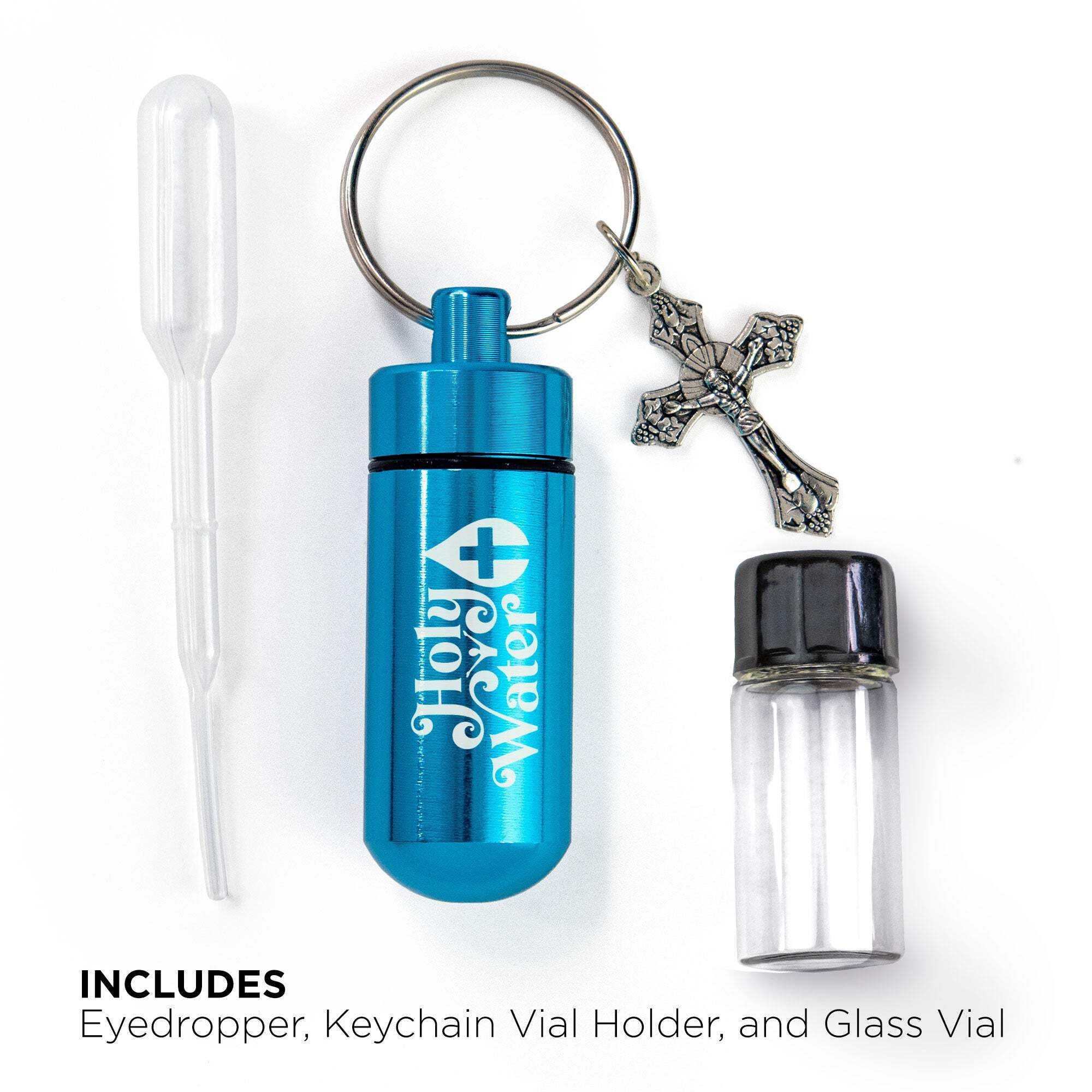 Catholic Holy Water Bottle Keychain Kit - Aqua - Walmart.com
