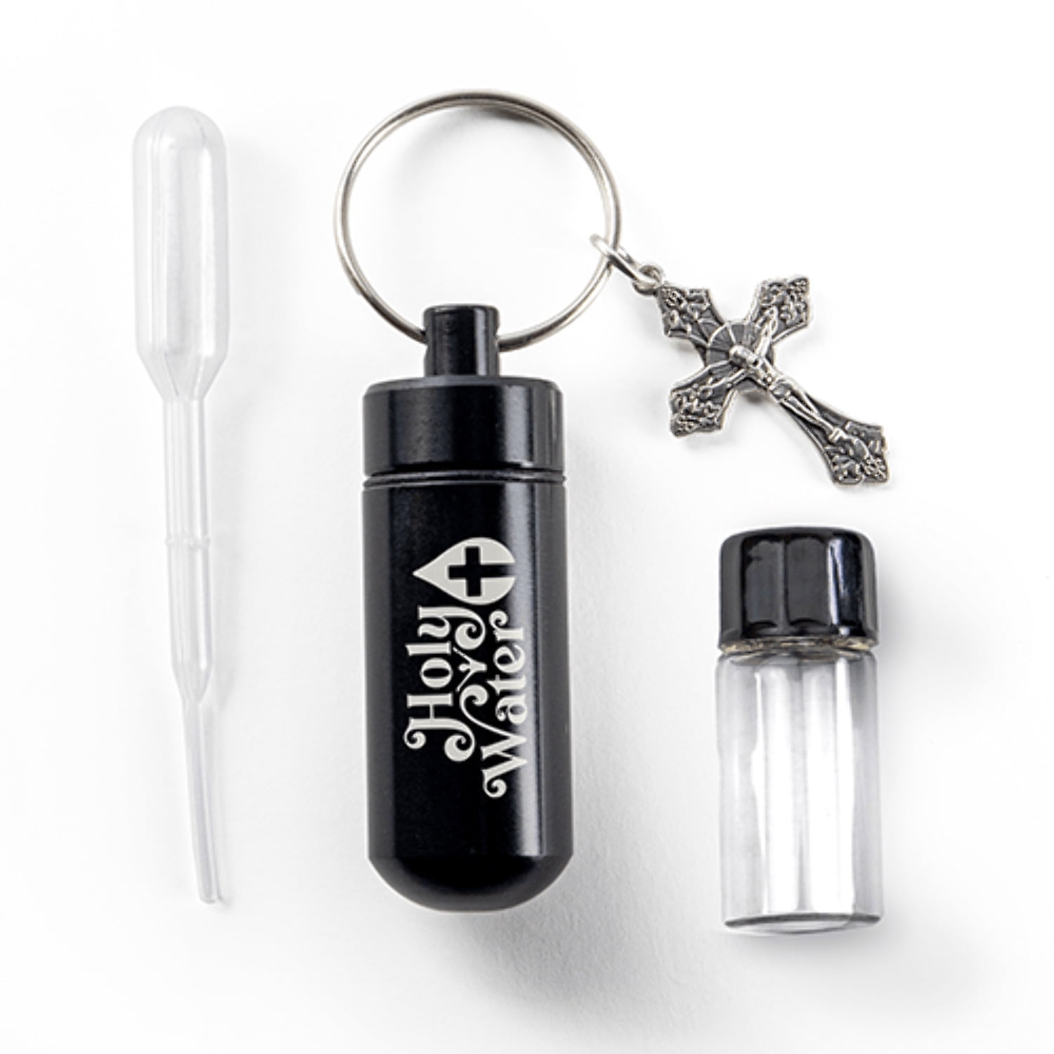 Catholic Holy Water Bottle Keychain Kit - Black - Walmart Business Supplies