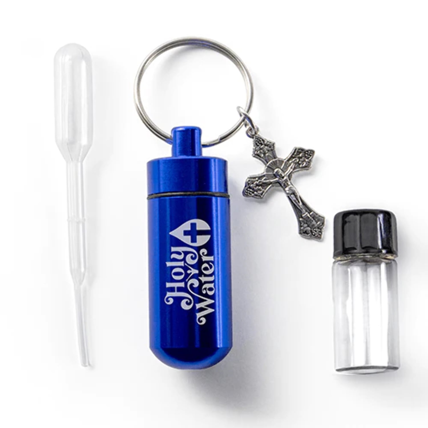 Catholic Holy Water Bottle Keychain Kit - Blue - Walmart.com