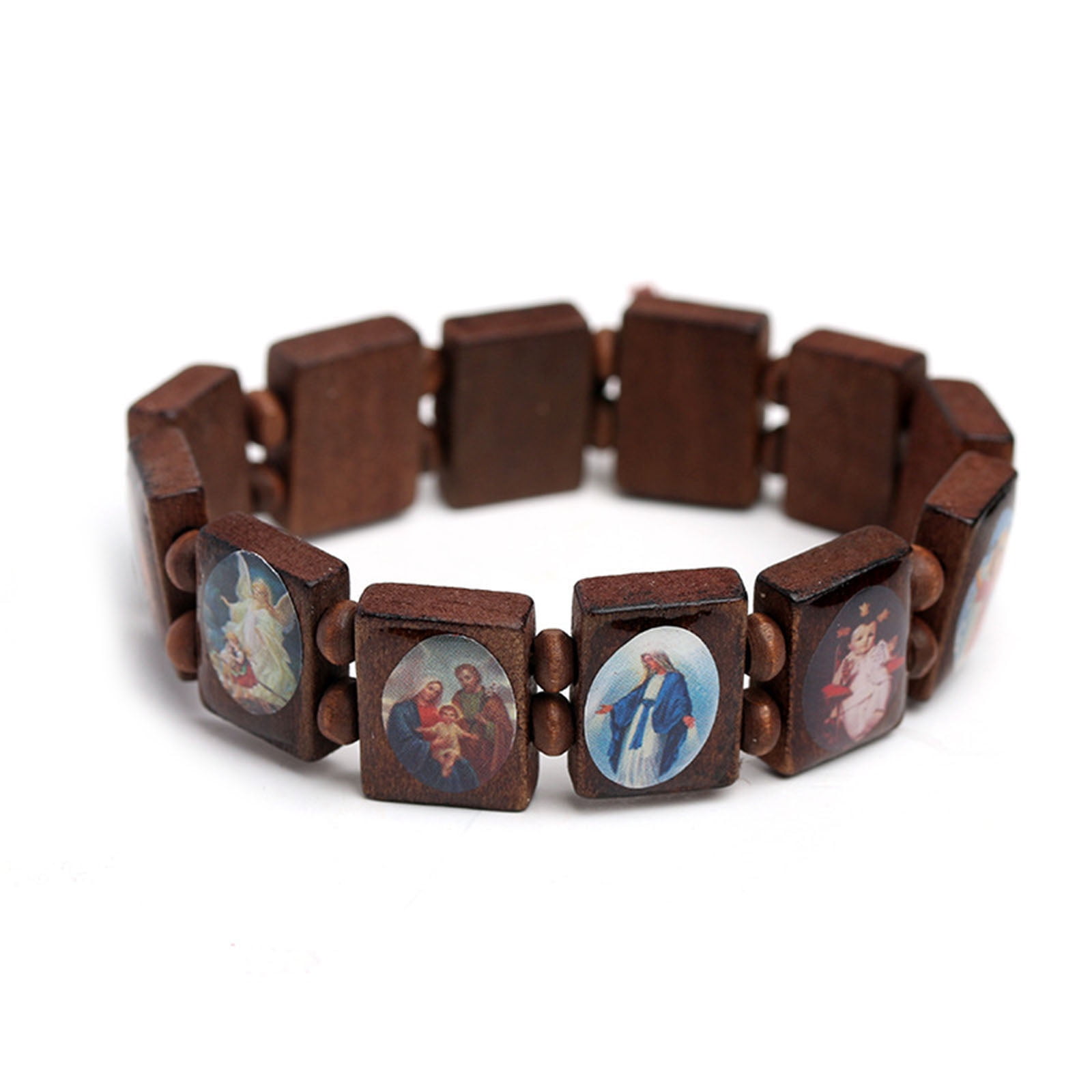 Catholic Icons Religious Unisex Elastic Coloured Beads Jewlery Handmade ...