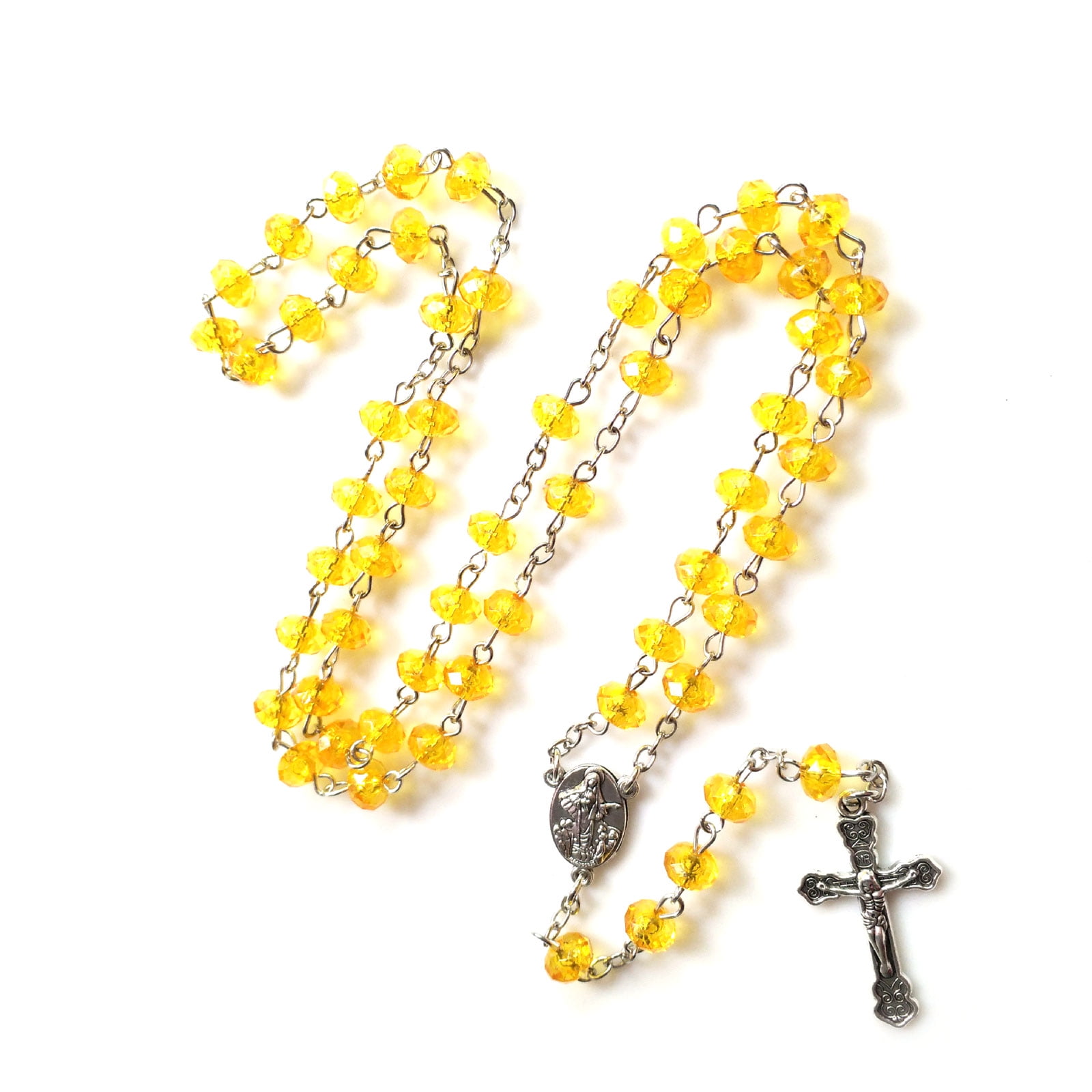 Catholic Imitation Crystal Beads Rosary Necklace Pendant Religious ...
