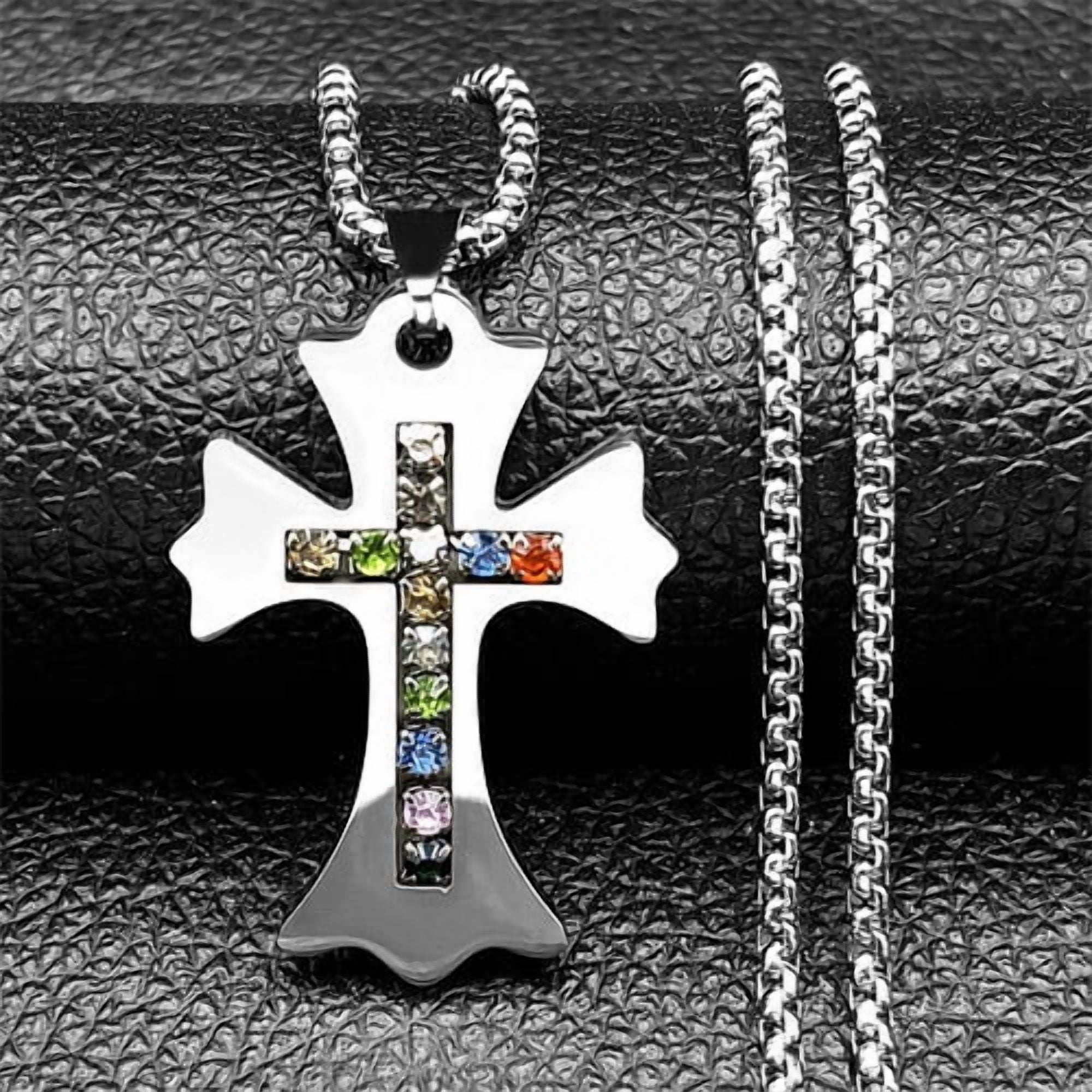 Catholic Jesus Cross 14K Yellow Gold Necklace Saint Benedict Crystal ...