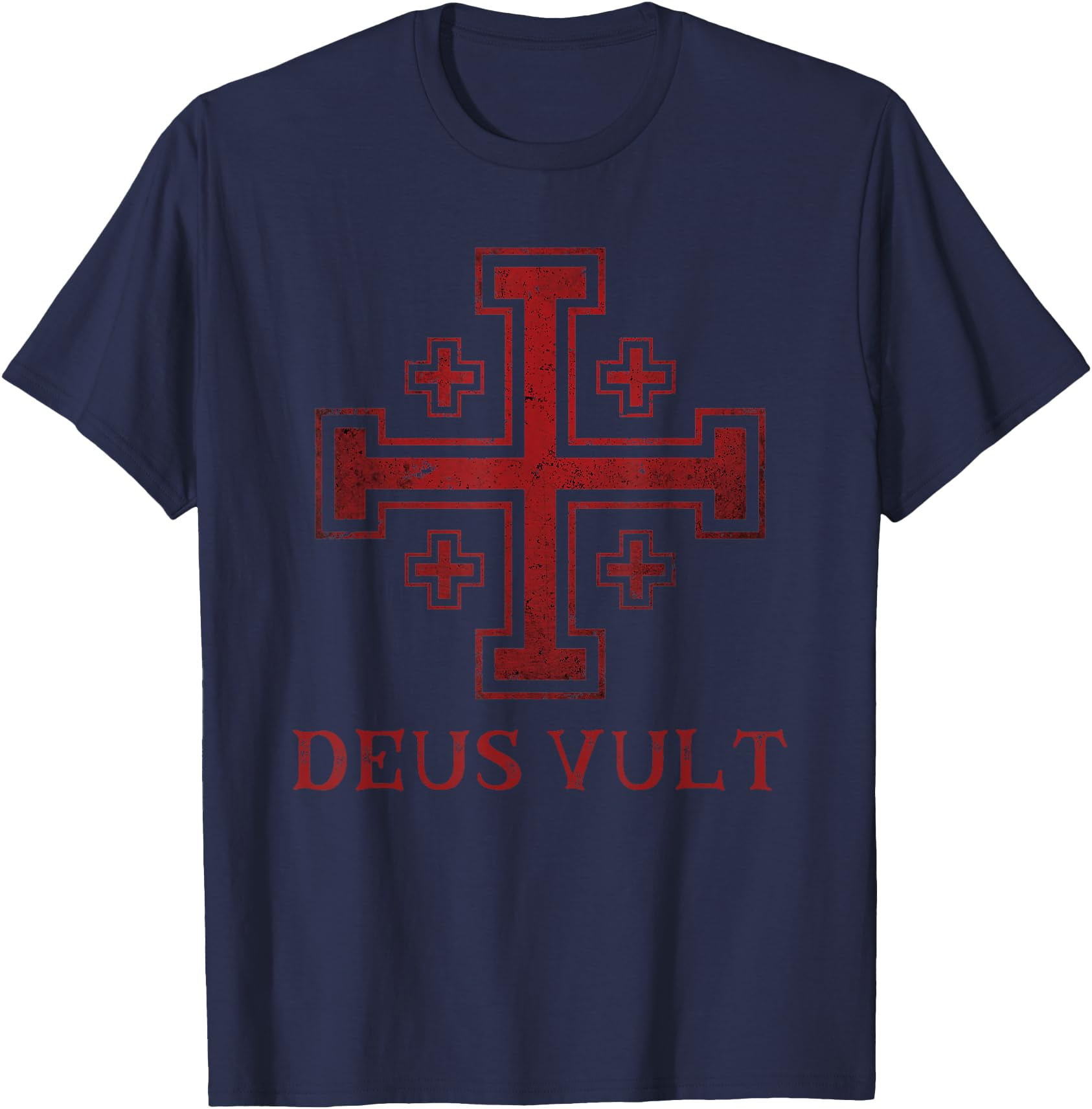 Catholic Knight Cross Deus Vult Softstyle Unisex T-Shirt,Navy Color ...