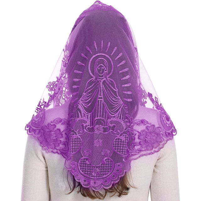 Catholic Lace Mantilla Veil - Marian Apparitions Embroidery Spanish ...